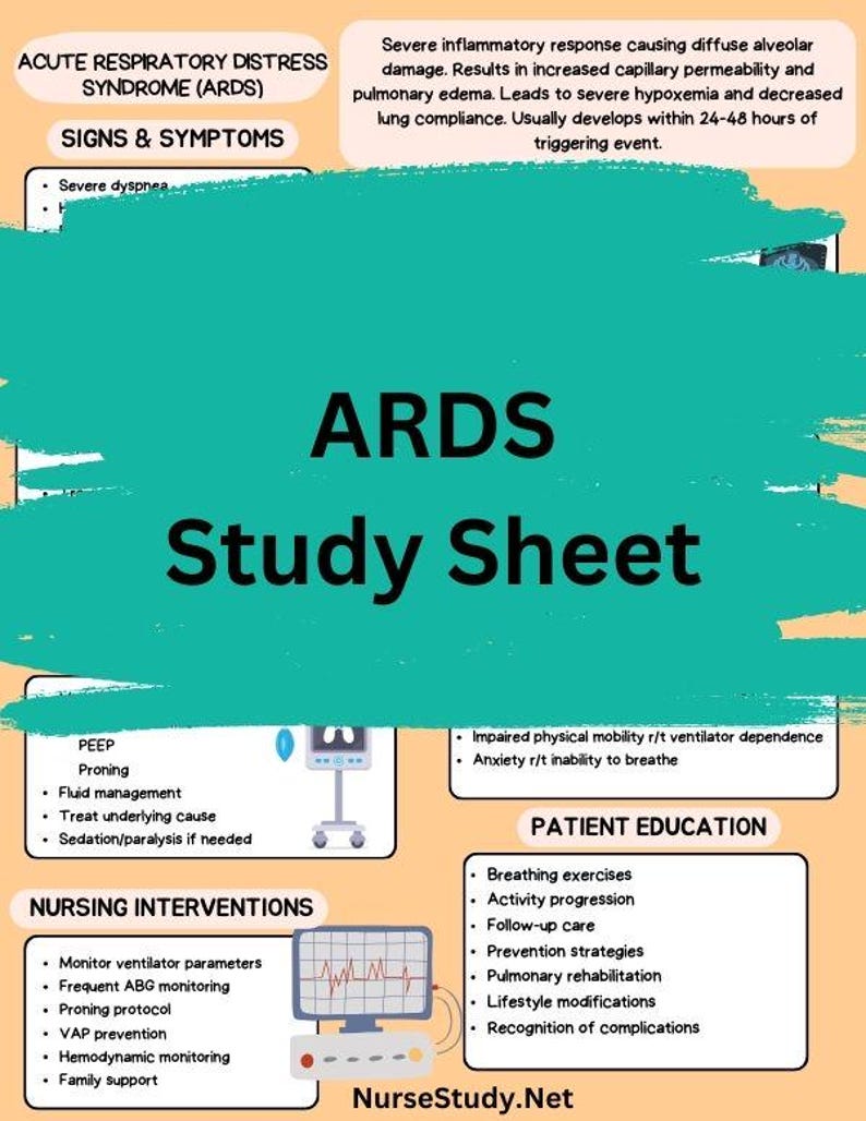 ARDS Nursing Study Sheet - Etsy