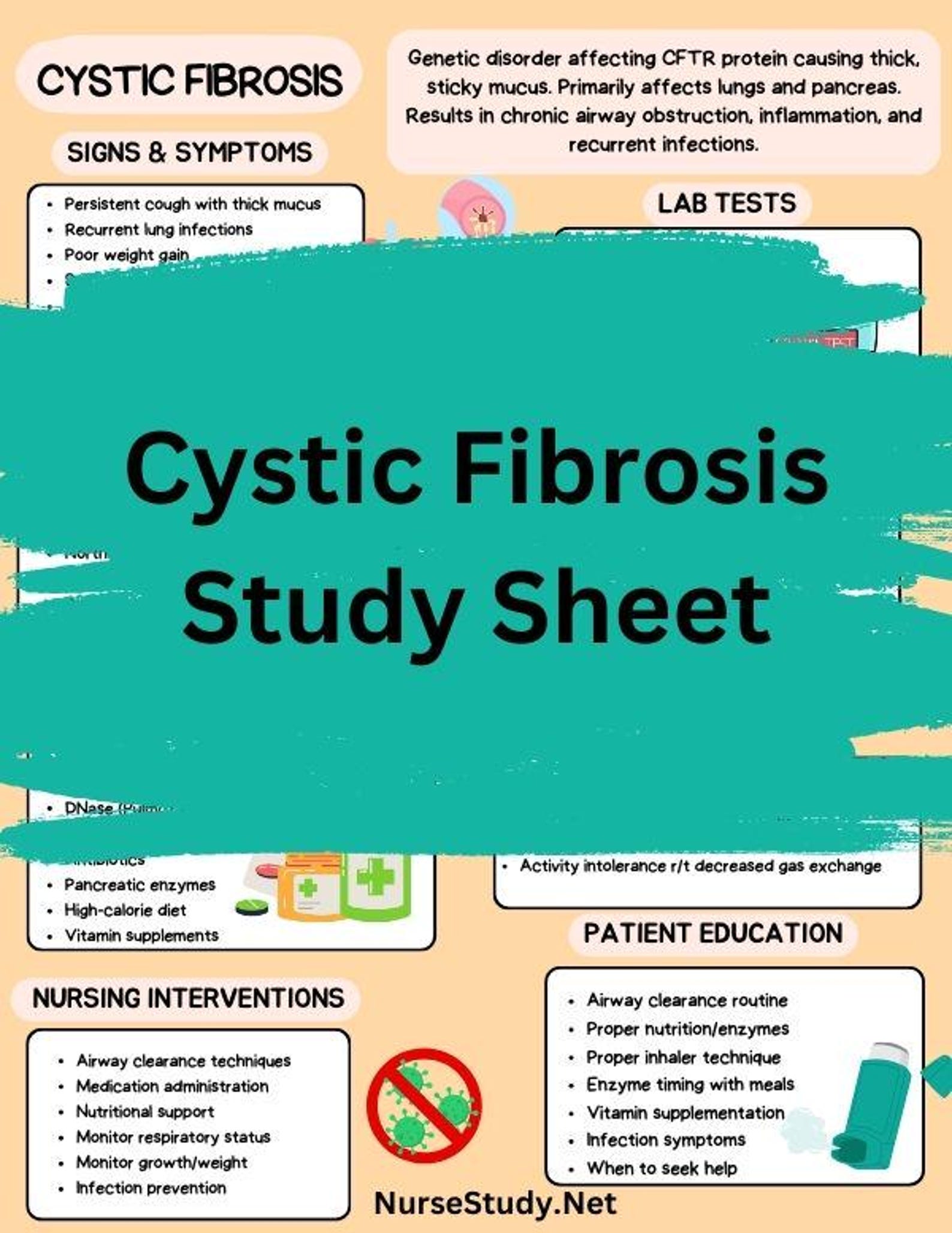 Cystic Fibrosis Nursing Study Sheet - Etsy