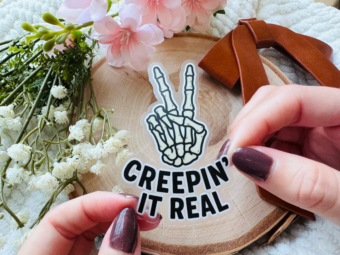 Creepin’ It Real Skeleton Hand Vinyl Sticker: Funny Halloween Decal - Etsy