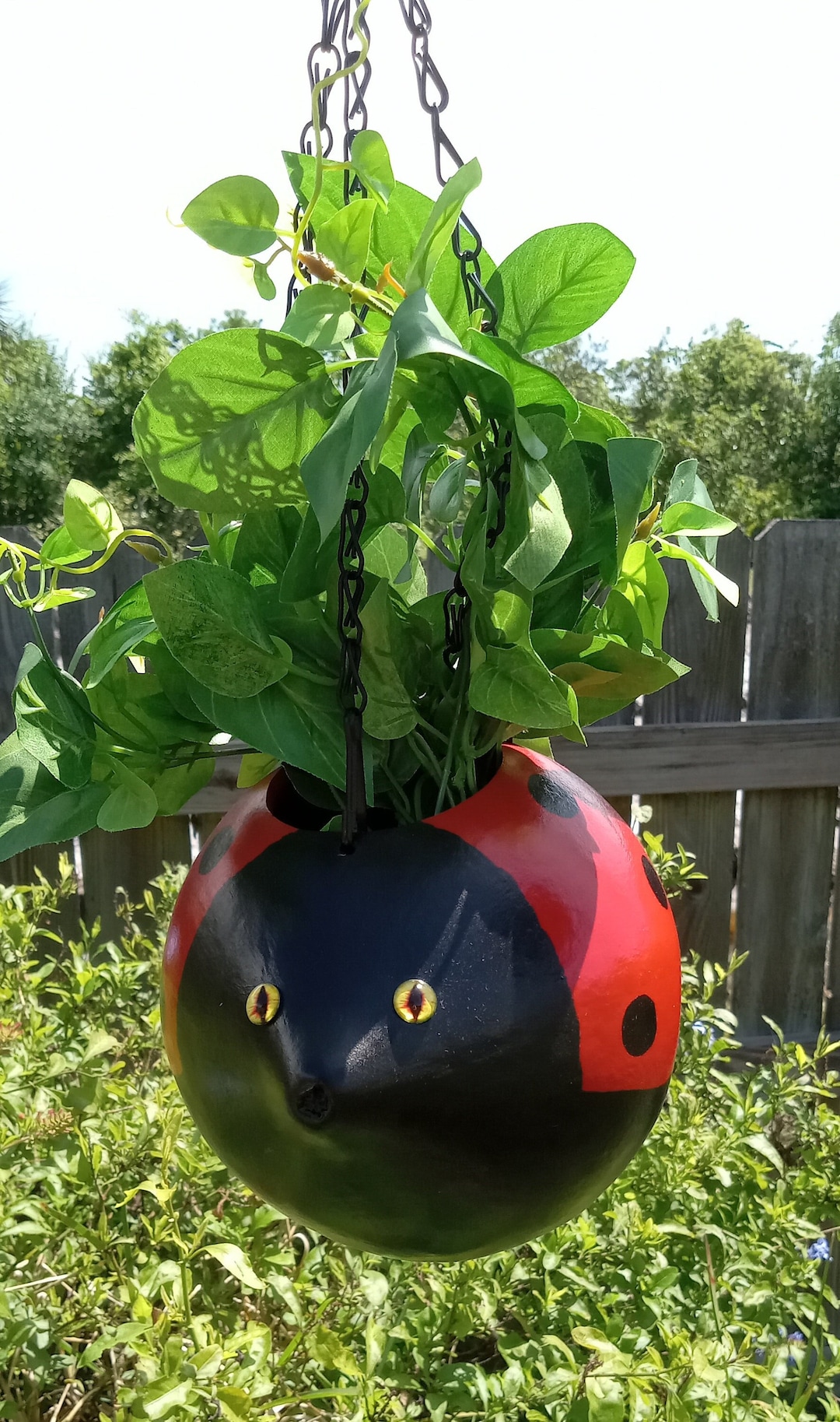 Ladybug Planter,gourd Planter,hand Painted Gourds,gourd Art,yard Art ...