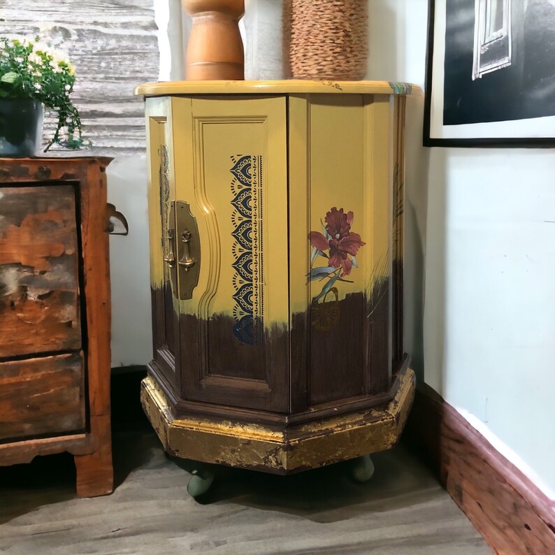 Bohemian Vintage Storage Side Table - Etsy