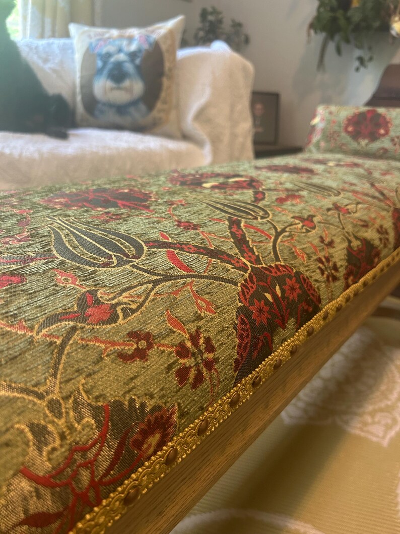Solid Oak Upholstered Bench | Vintage-inspired Seating | Handcrafted ...