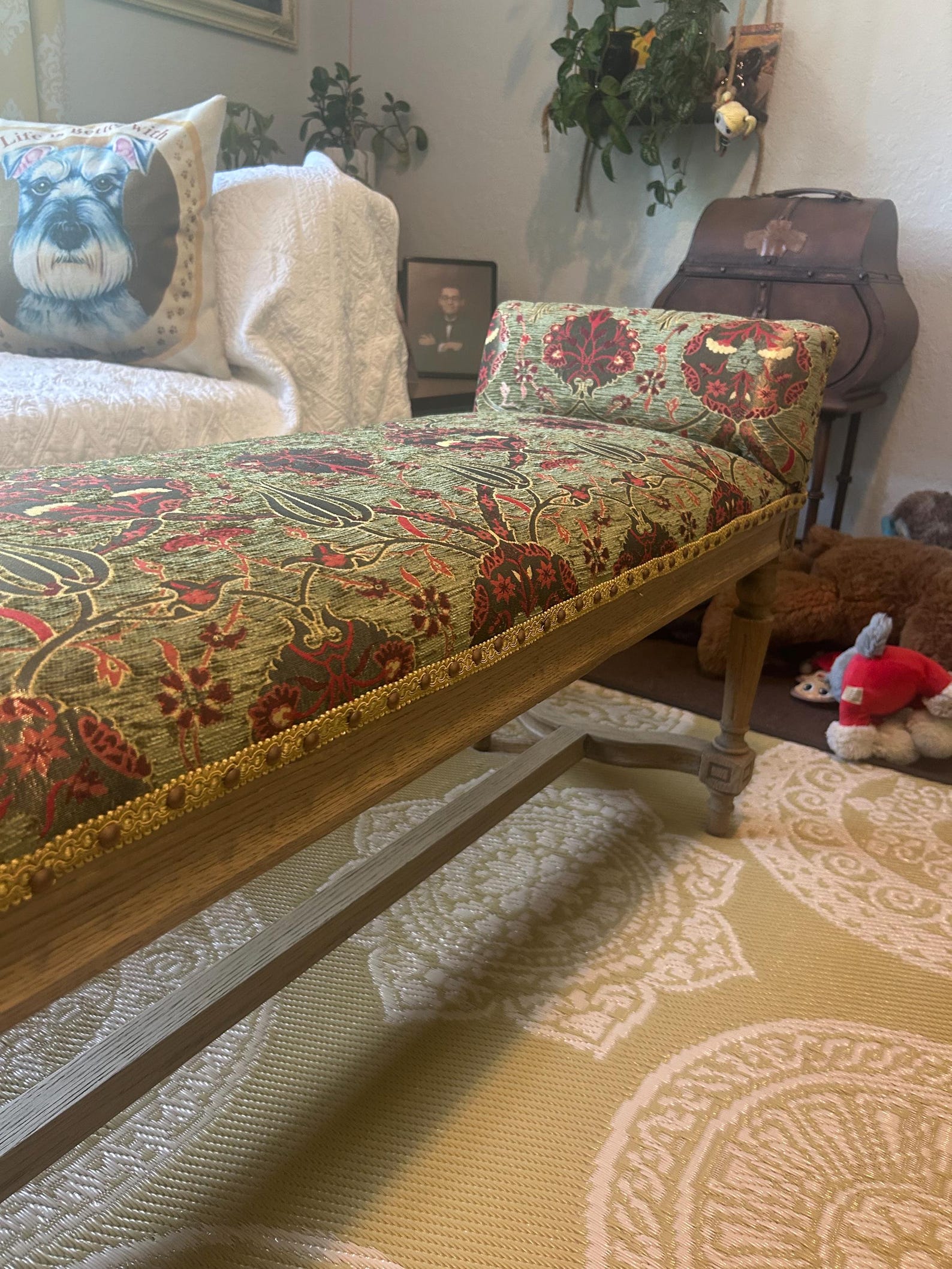 Solid Oak Upholstered Bench | Vintage-inspired Seating | Handcrafted ...