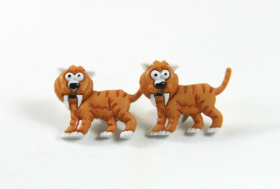 Tiger Earrings Tiger Studs Ice Age Tiger Studs Tiger - Etsy