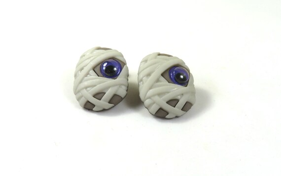 Mummy earrings Mummy studs Halloween earrings Big eye | Etsy