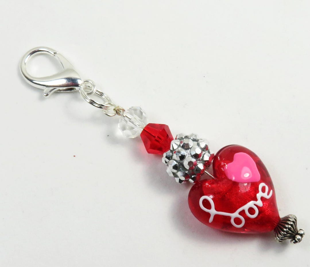 Heart Keychain, Valentine Keychains, Zipper Pull, Zip Keychain, Car ...