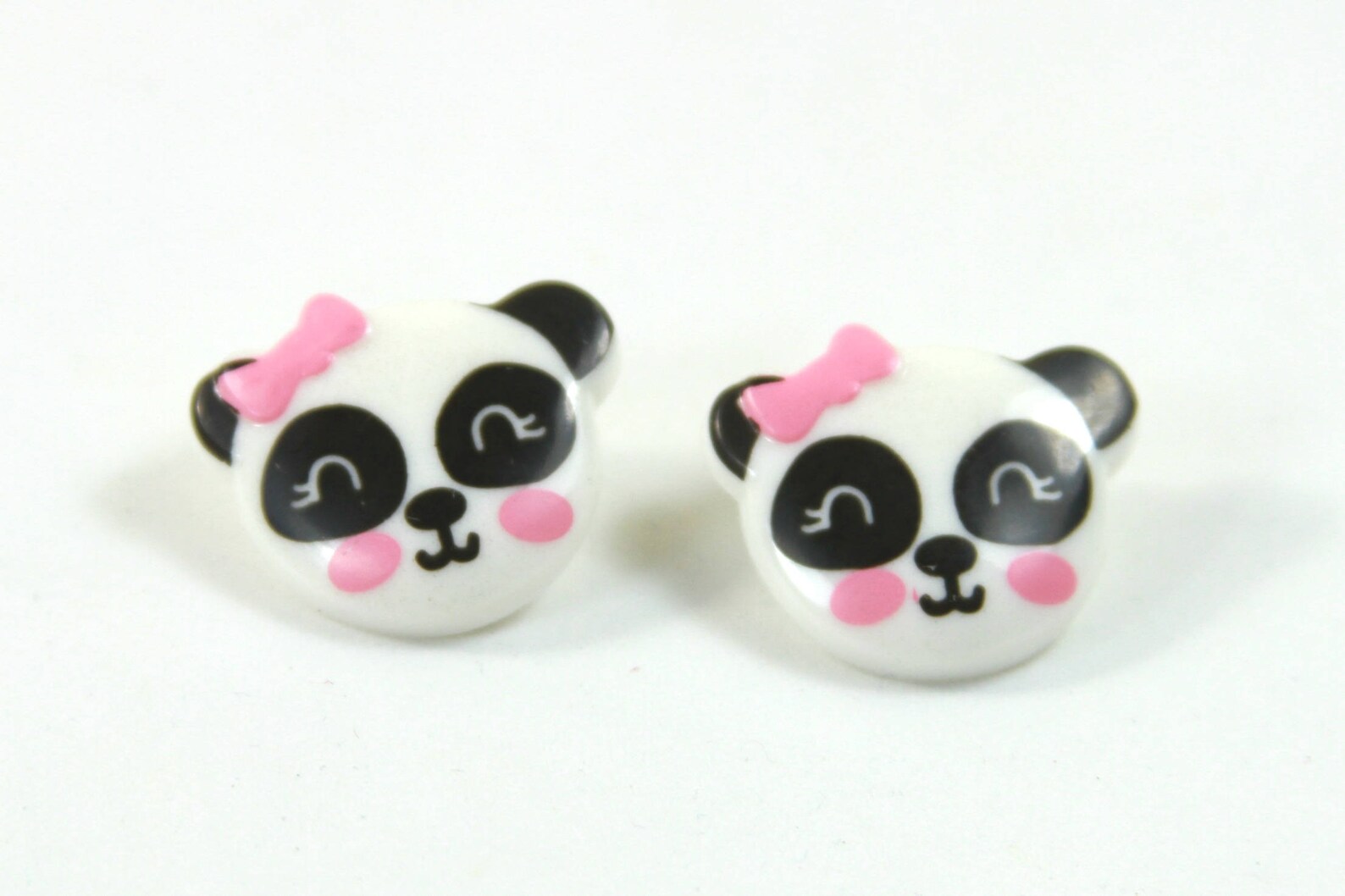 Panda Earrings, Panda Studs, Cute Pink Panda Earrings, Pink Studs, Gift ...