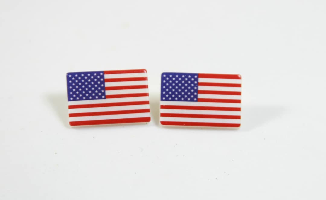 Flag Earrings, Flag Studs, USA Flag Earrings, USA Flag Studs, Patriotic ...