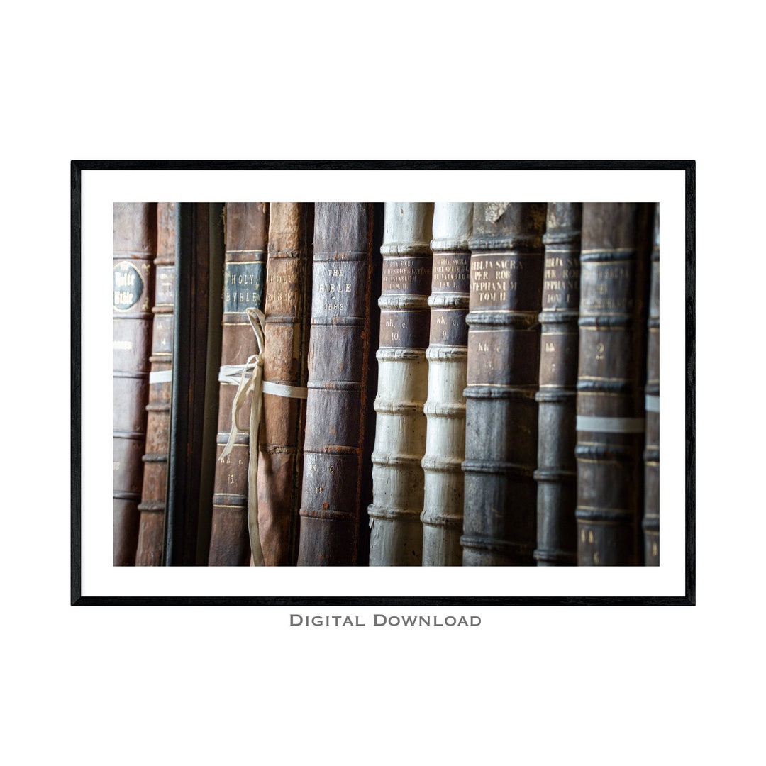 Library Books Vintage Bible Photograph Digital Download Ancient Bible ...