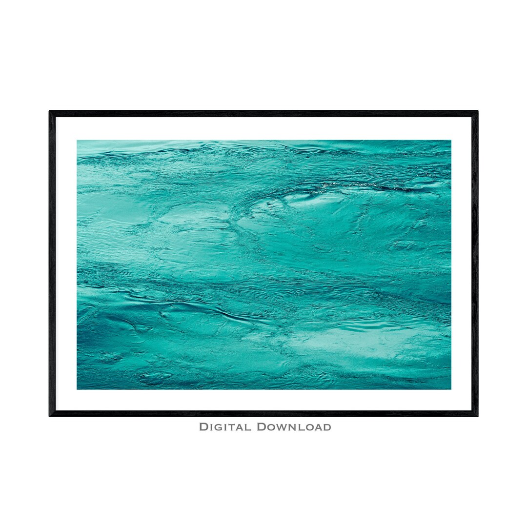 Modern Teal Colored Water Minimalist Wall Decor Green Abstract ...