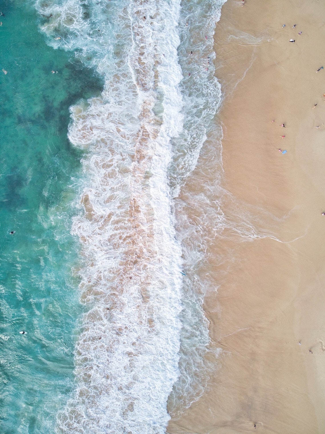 Horizontal Aerial Drone Beach Photograph, Ocean Waves Digital Download ...