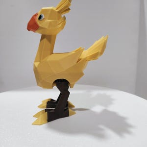 Flexi Chocobo-inspired 3D Printed Figurine – 4" Poseable Low-poly ...