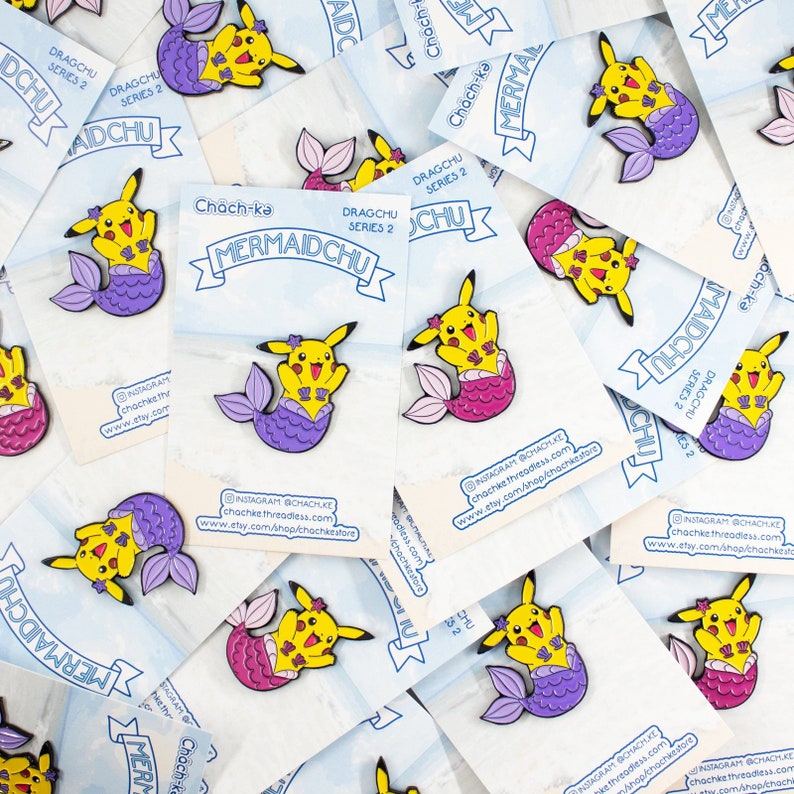 Mermaidchu Soft Enamel Pin - 2 Pack - Dragchu Series 2 - Etsy