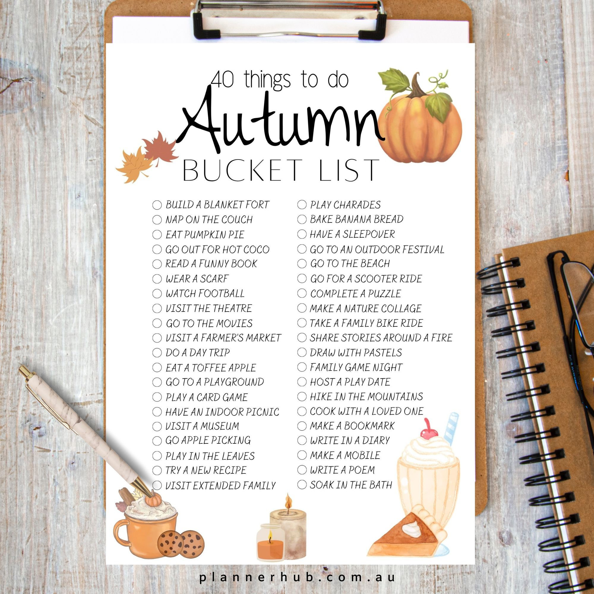 Autumn/fall Bucket List | Printable | Template | Instant Download | A4 ...