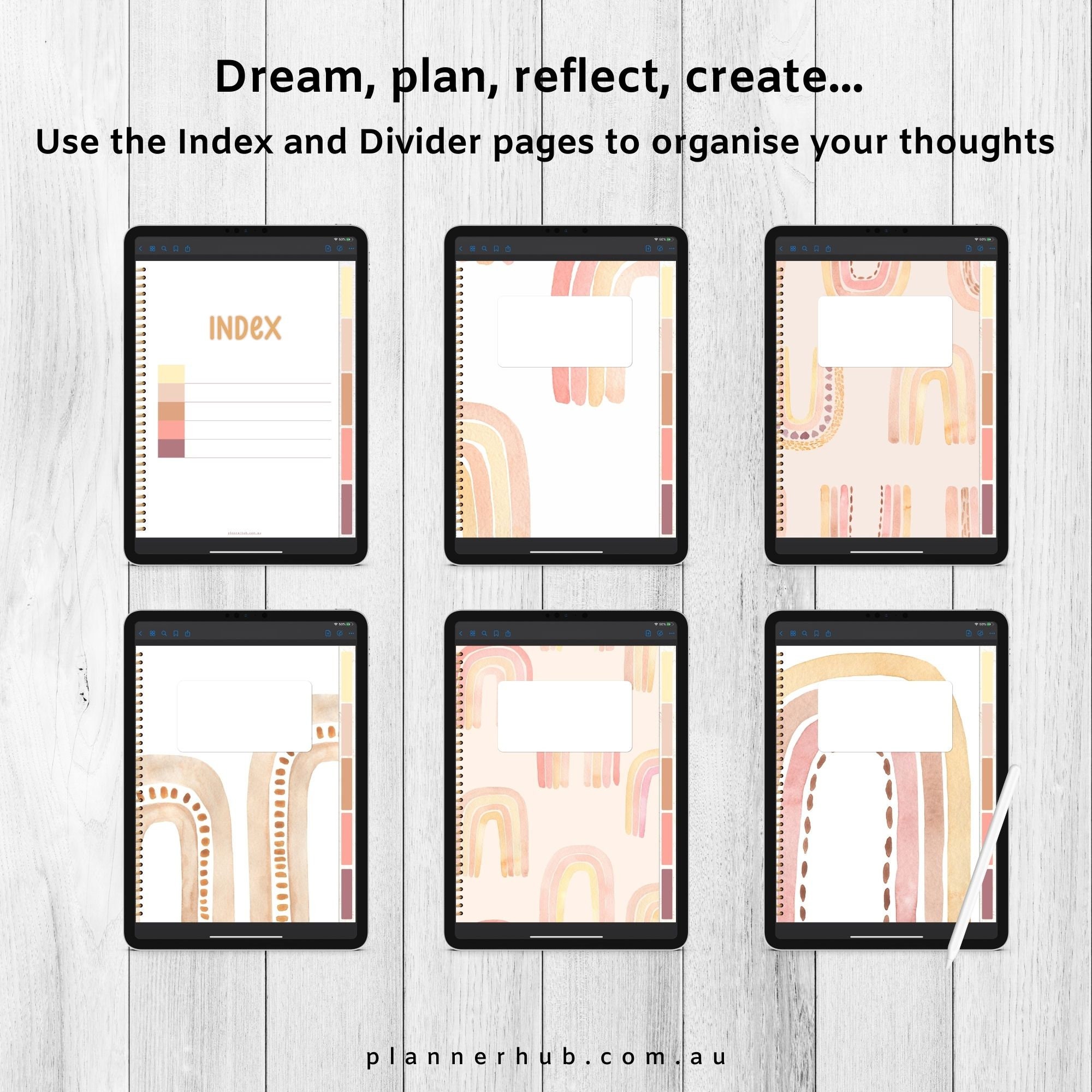 Digital Notebook, Boho Rainbow Design, Hyperlinked Tabs, Ipad, Android ...