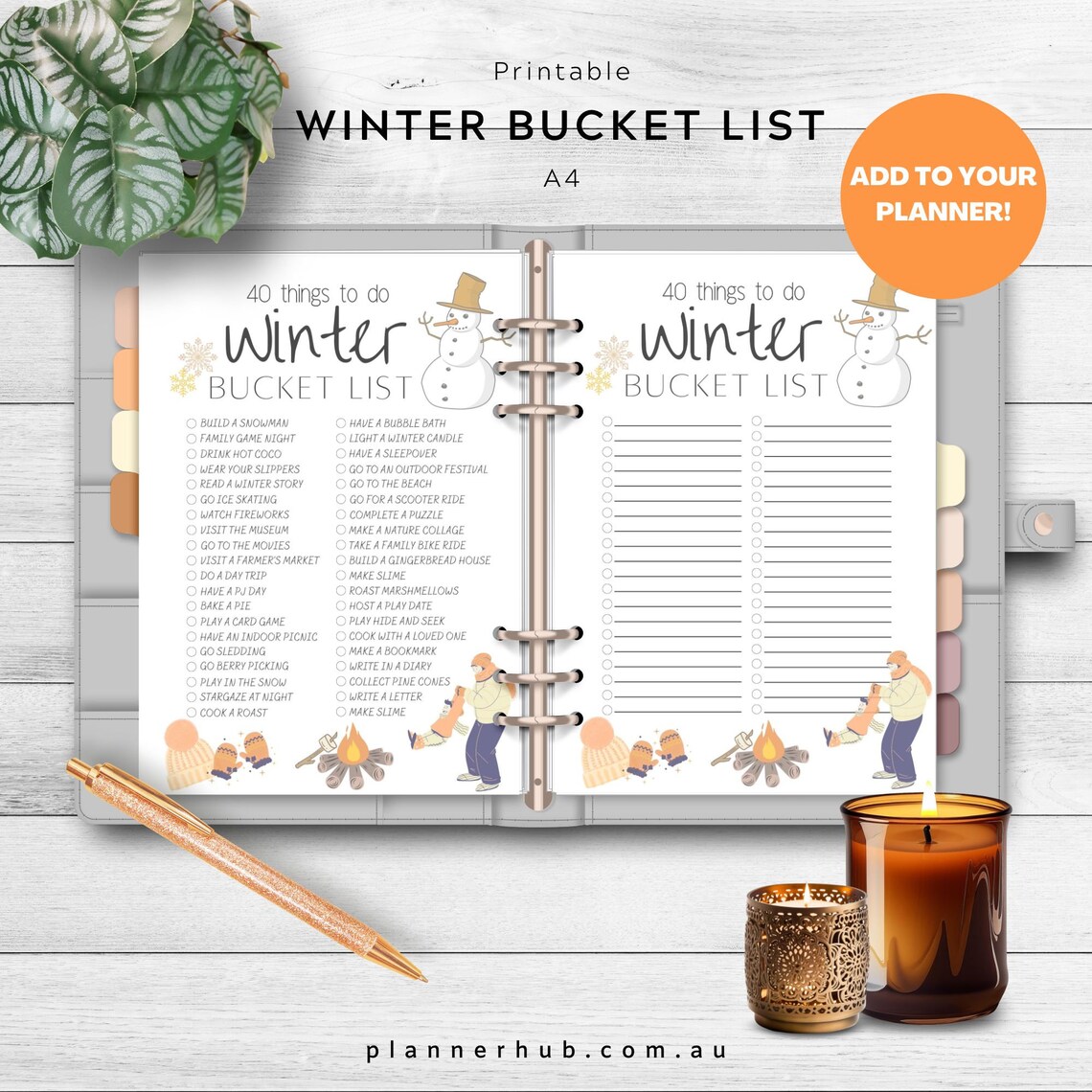 Winter Bucket List Printable Template Instant Download A4 EDITABLE - Etsy