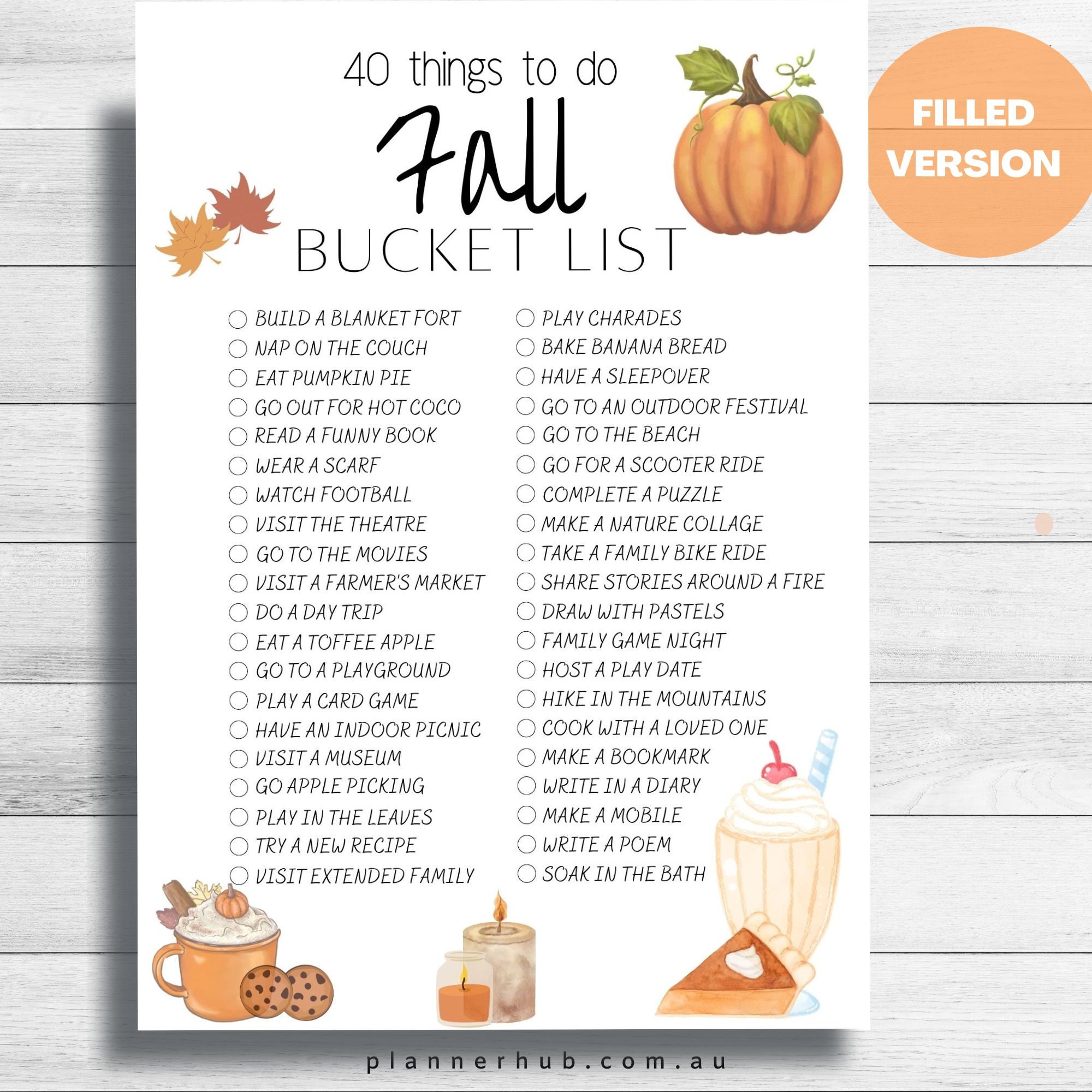 Autumn/fall Bucket List | Printable | Template | Instant Download | A4 ...