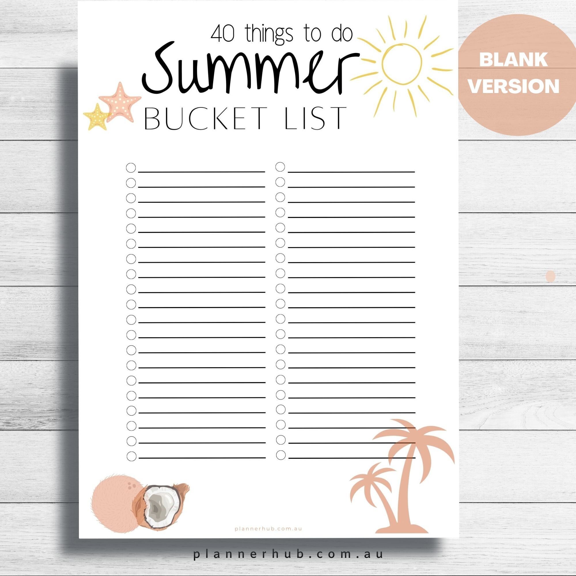 Summer Bucket List | Printable | Template | Instant Download | A4 ...