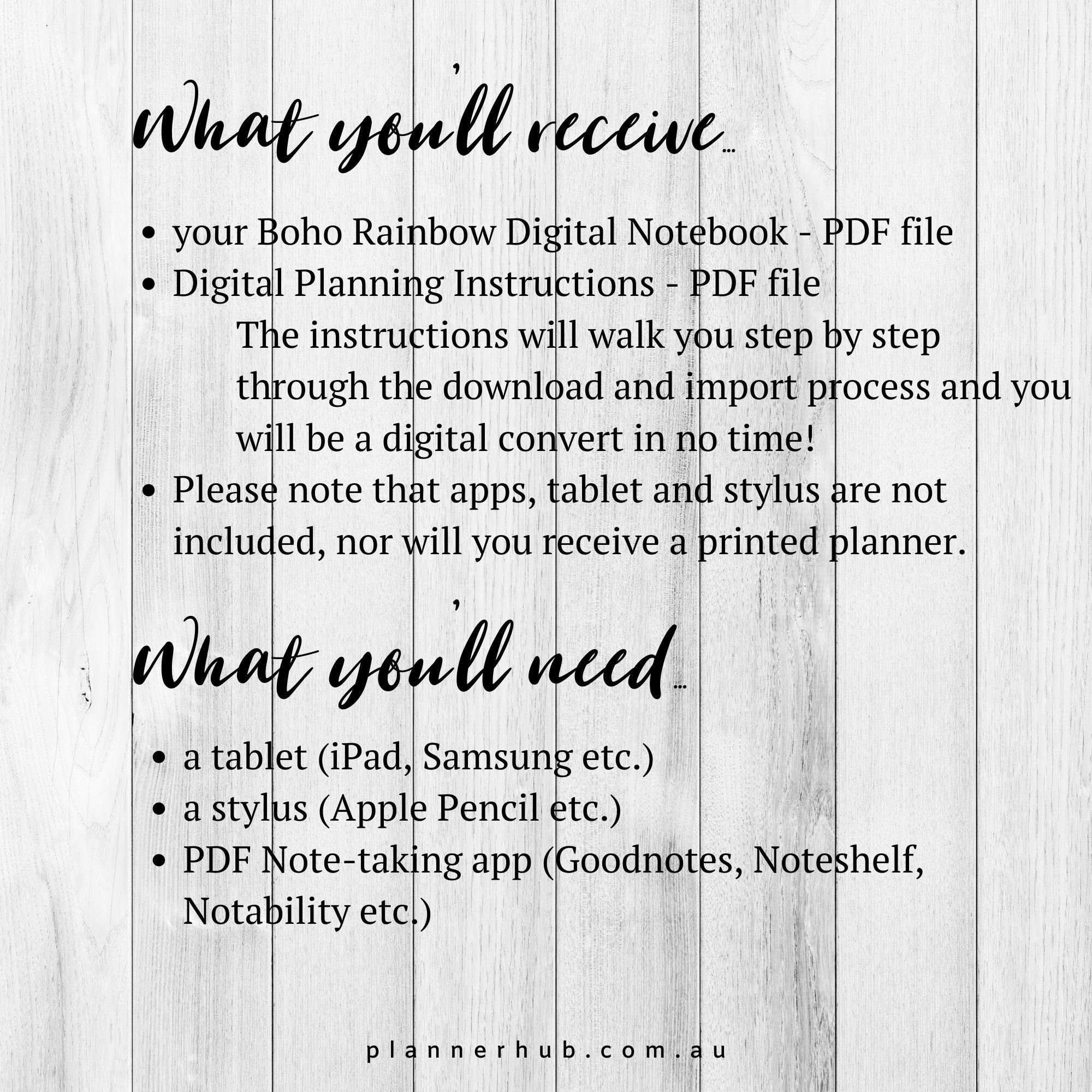 Digital Notebook, Boho Rainbow Design, Hyperlinked Tabs, Ipad, Android ...