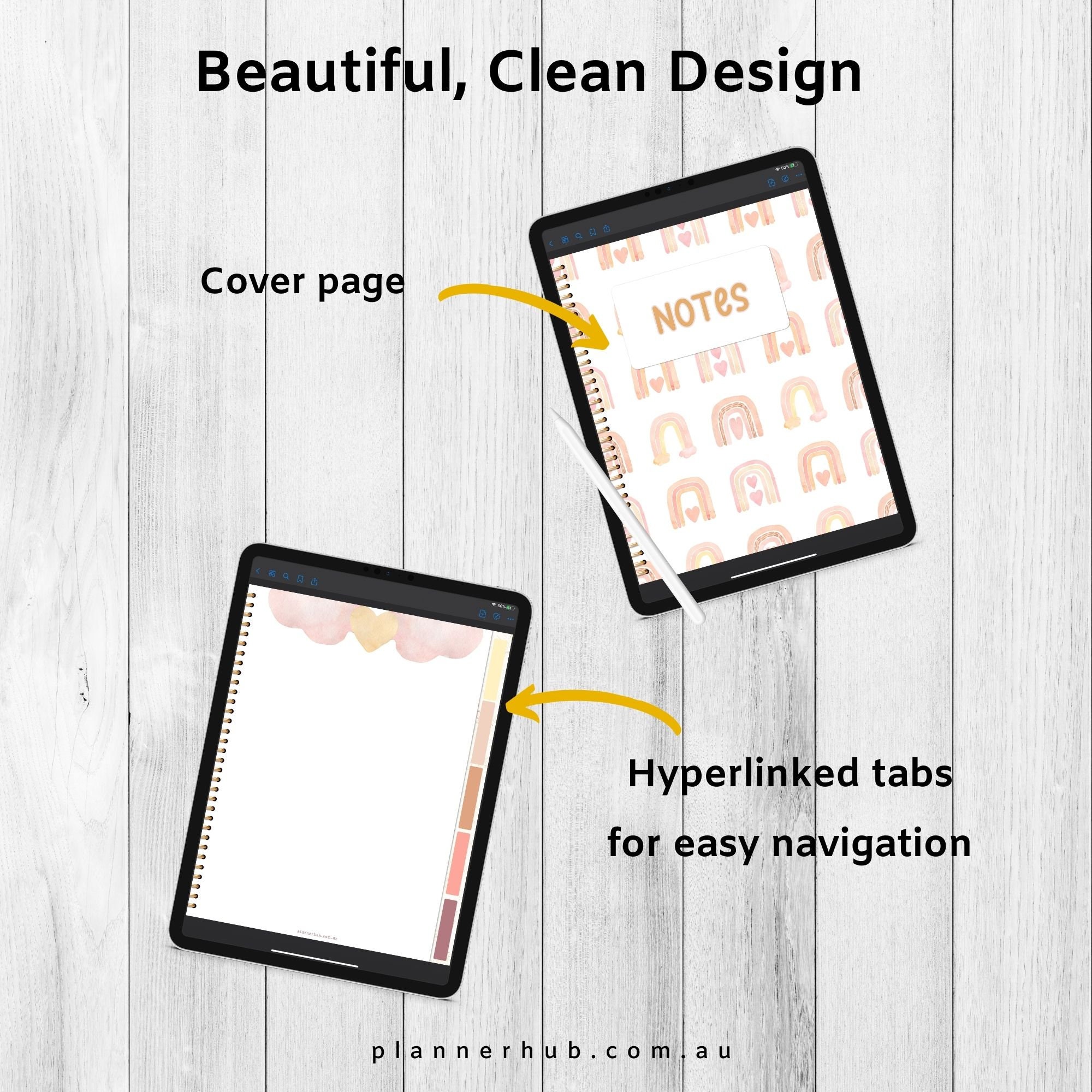 Digital Notebook, Boho Rainbow Design, Hyperlinked Tabs, Ipad, Android ...