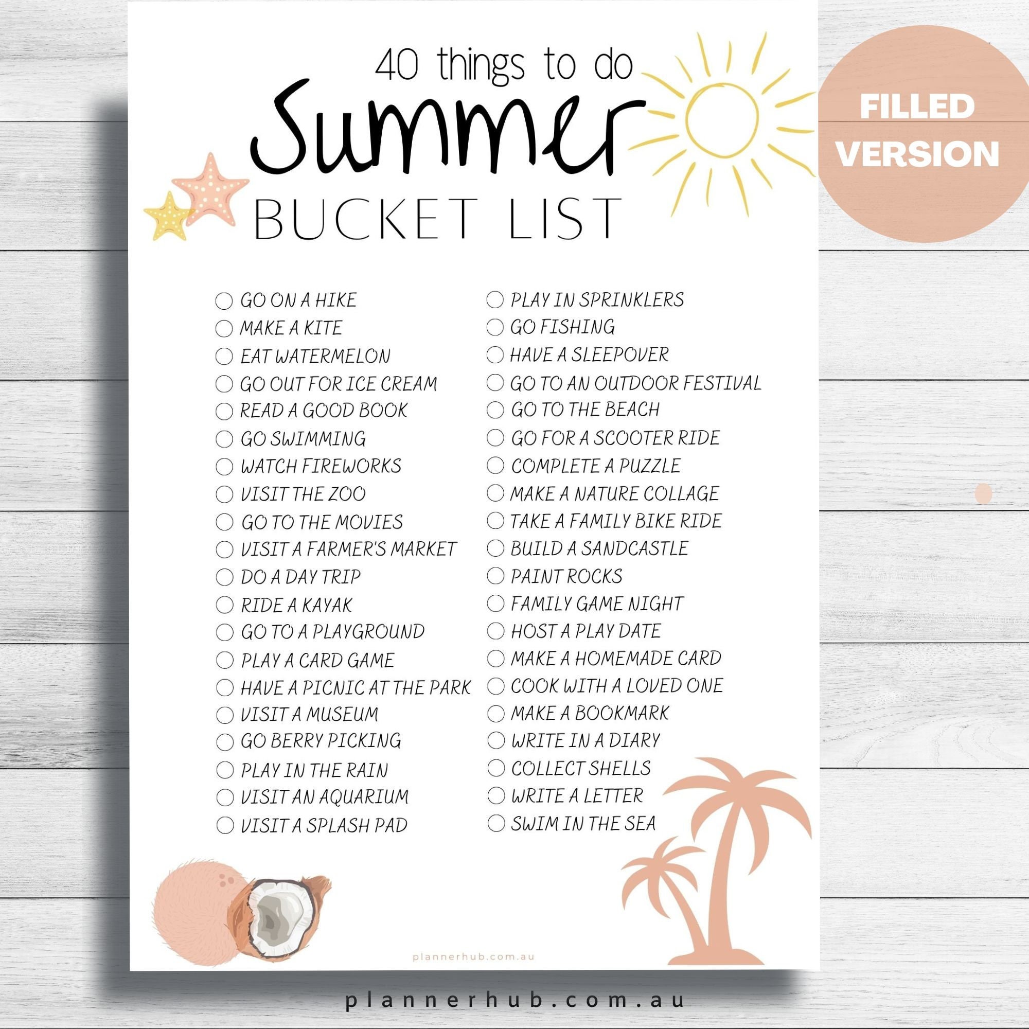 Summer Bucket List | Printable | Template | Instant Download | A4 ...