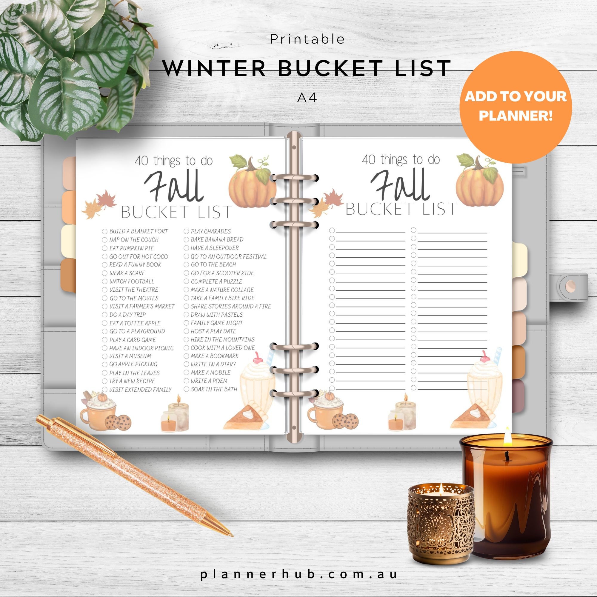 Autumn/fall Bucket List | Printable | Template | Instant Download | A4 ...