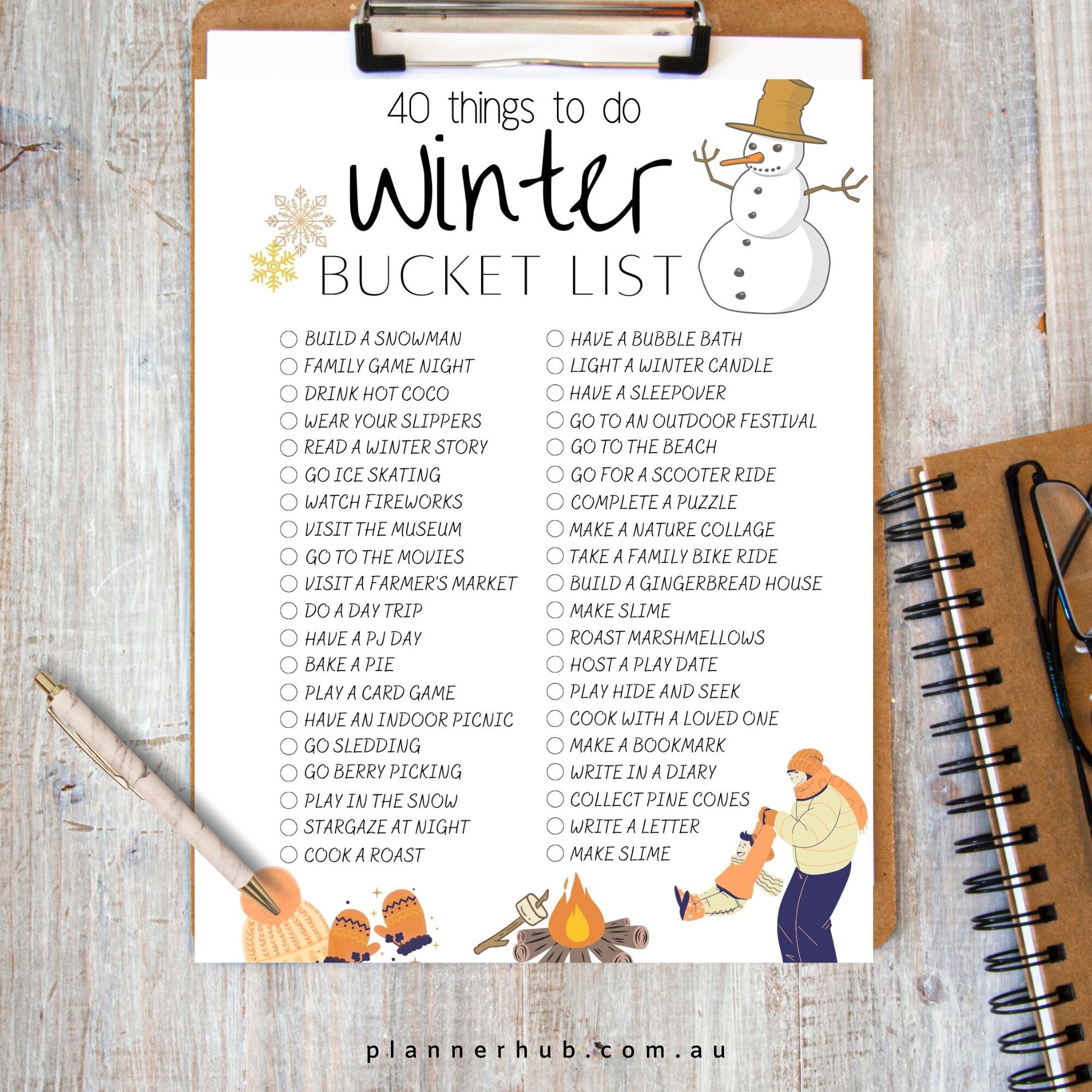 Winter Bucket List | Printable | Template | Instant Download | A4 ...
