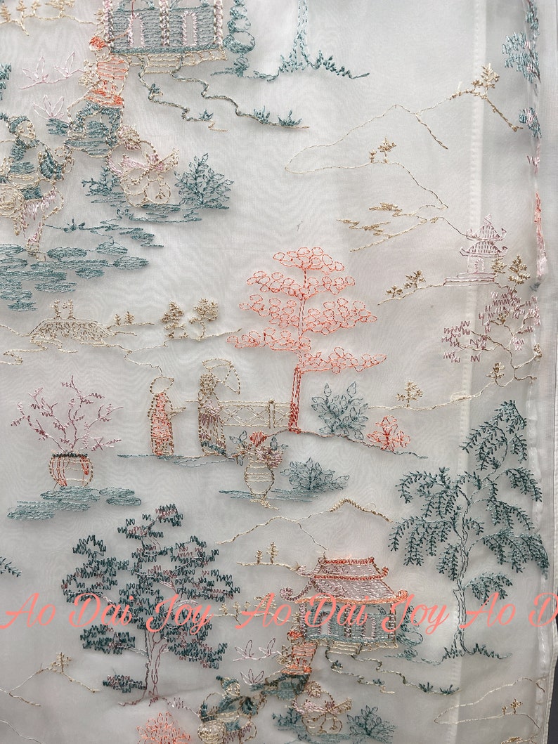 Modernized Ao Dai Lua to Embroidery Villages Pants Included White Color ...