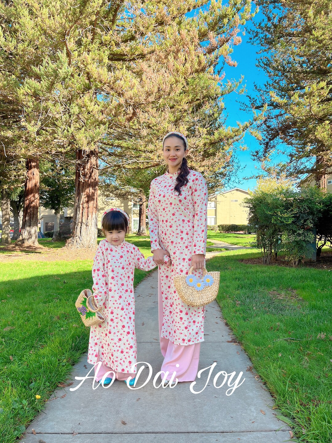 Women and Girls Ao Dai - Mom and Daughter Matching Ao Dai - Little Pink ...
