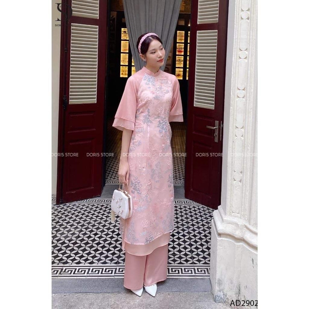 Modernized Ao Dai Lua to Embroidery Villages Pastel Color - Etsy