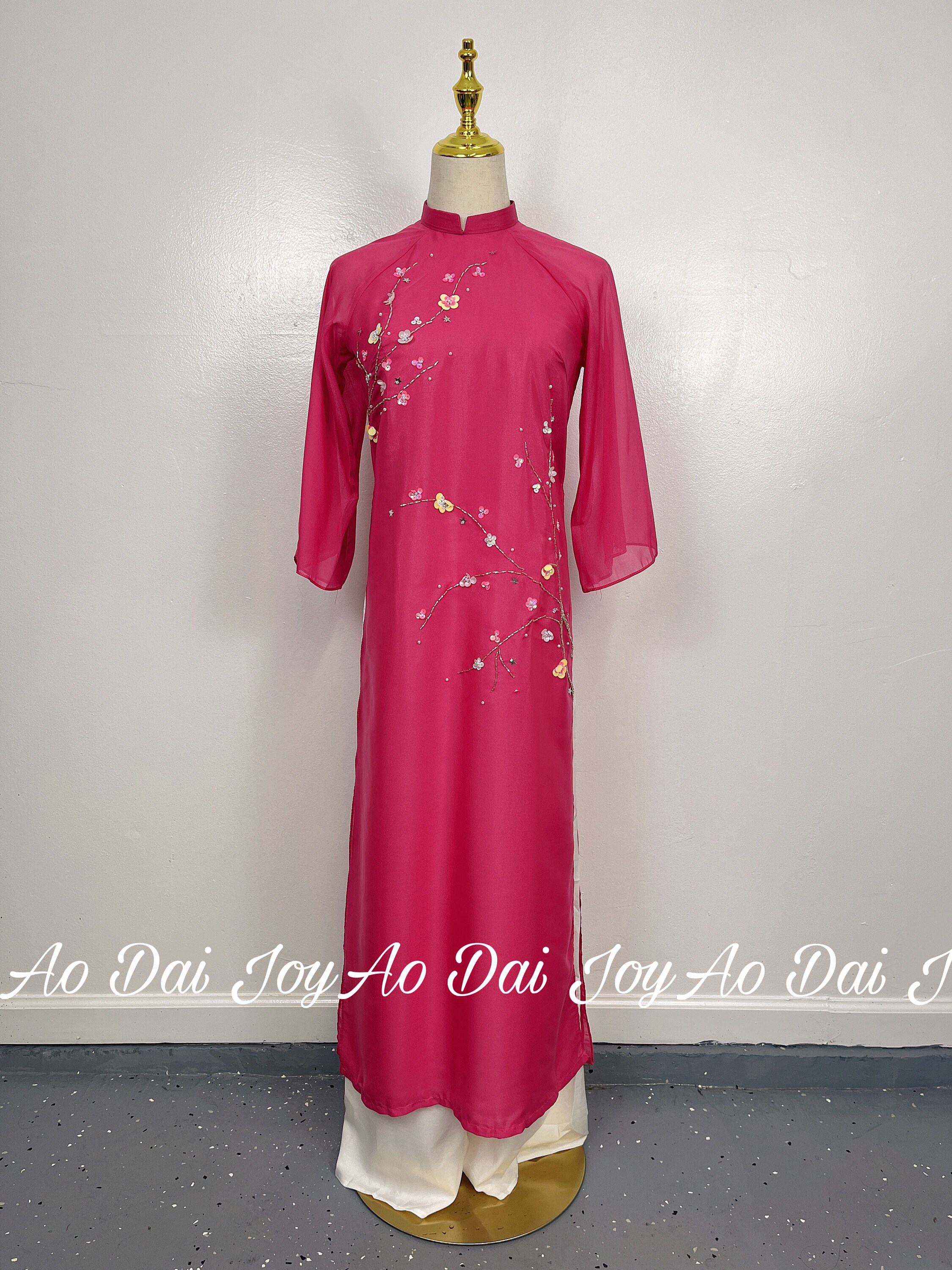 Modernized Ao Dai - Lua to - Double Layers - Handmade Little Flowers ...