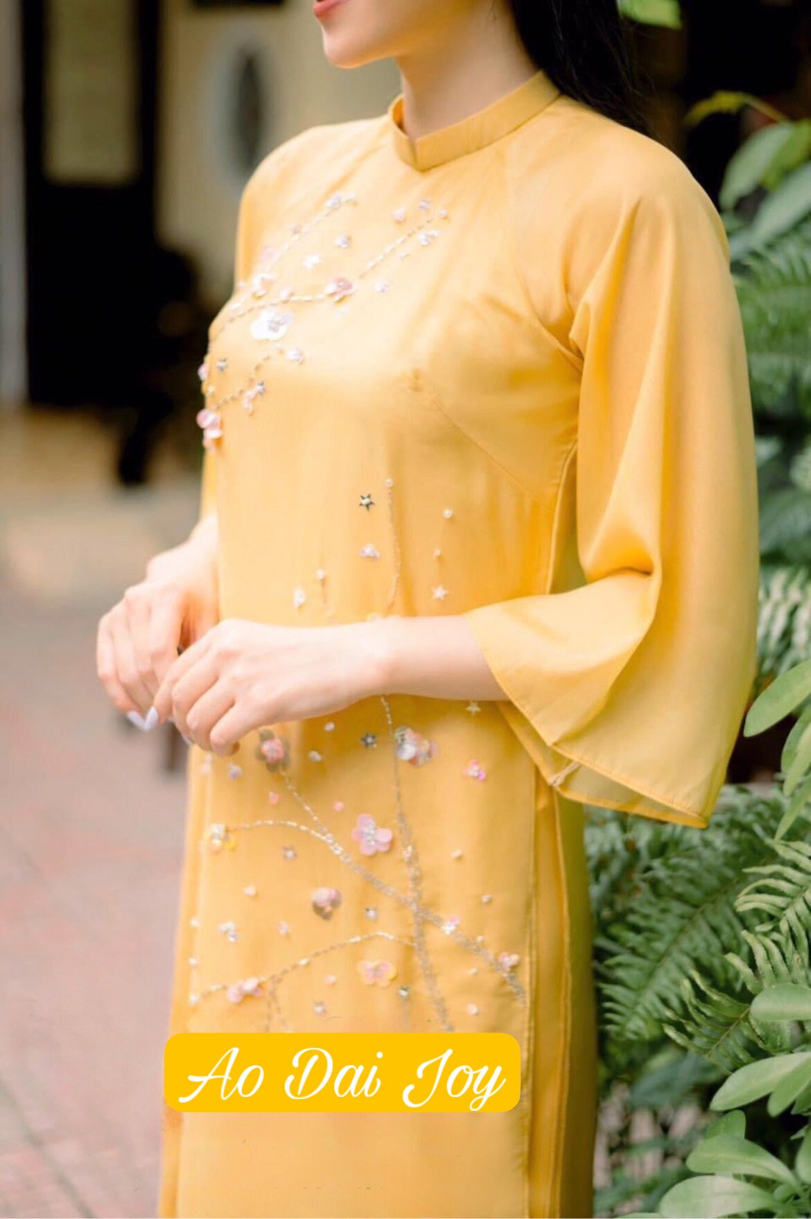 Modernized Ao Dai - Lua to - Double Layers - Handmade Little Flowers ...
