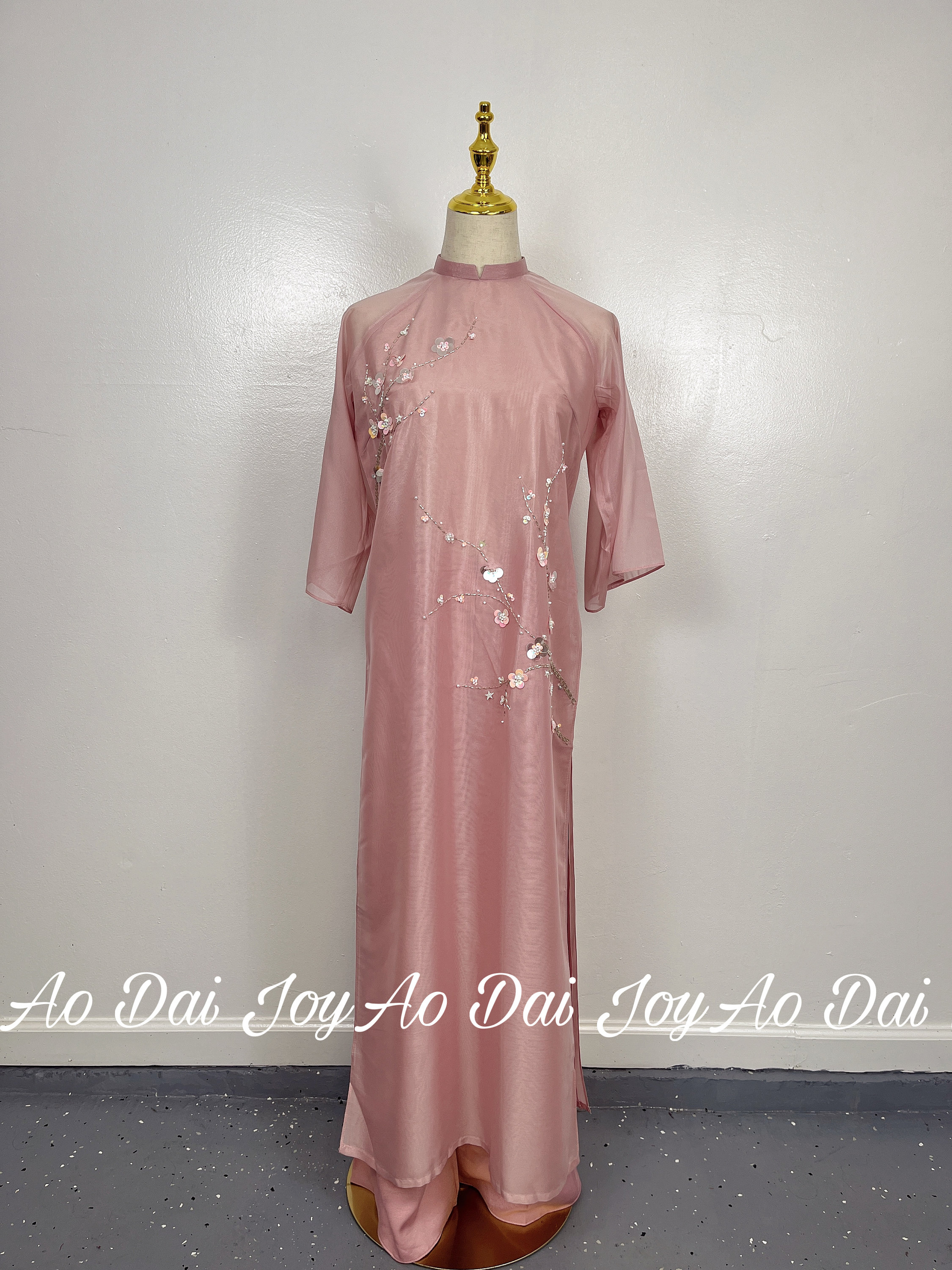 Modernized Ao Dai - Lua to - Double Layers - Handmade Little Flowers ...