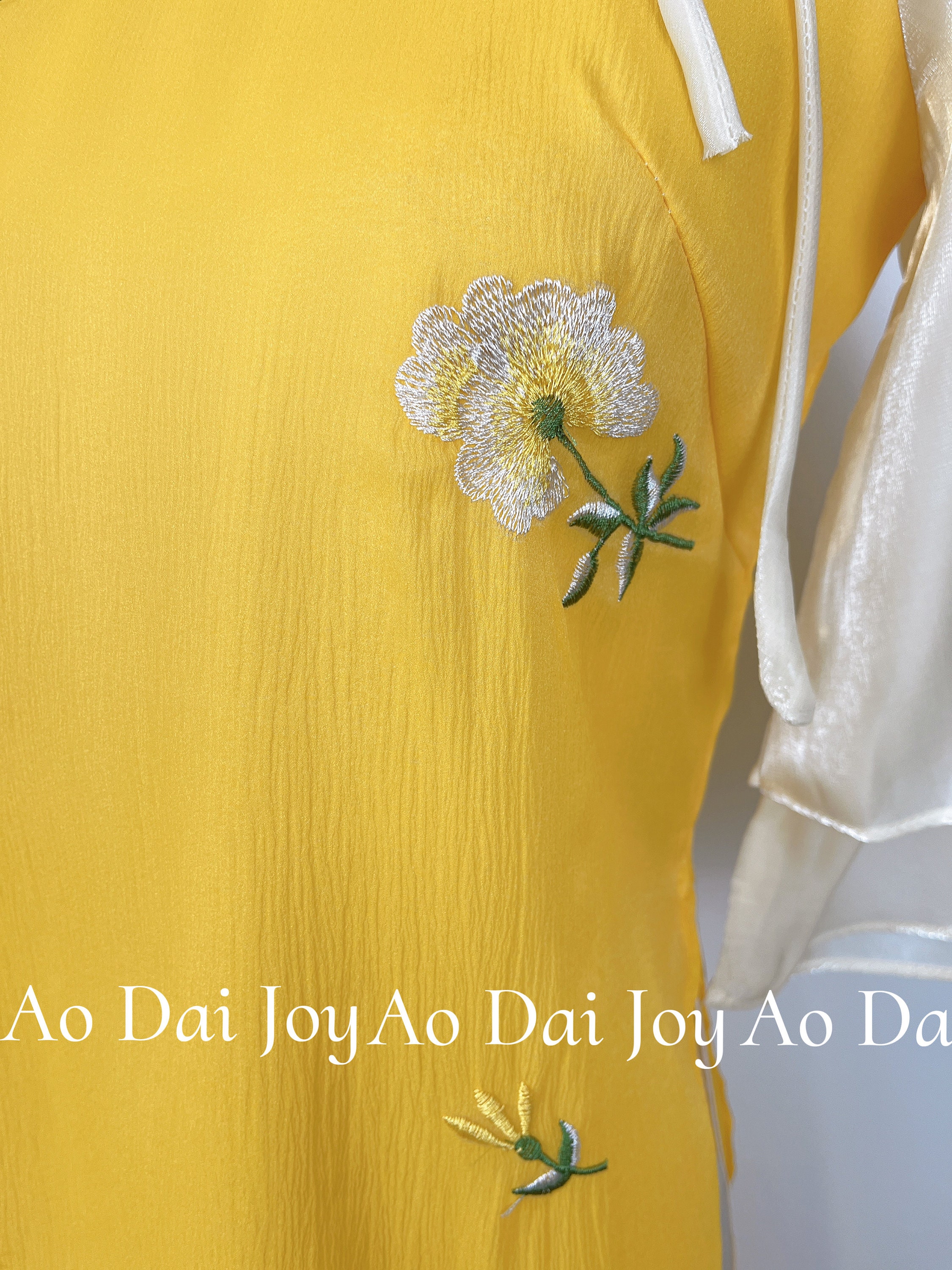 Yellow Modernized Ao Dai - Lua to - Embroidery Beautiful Flowers - Pants Included - Etsy