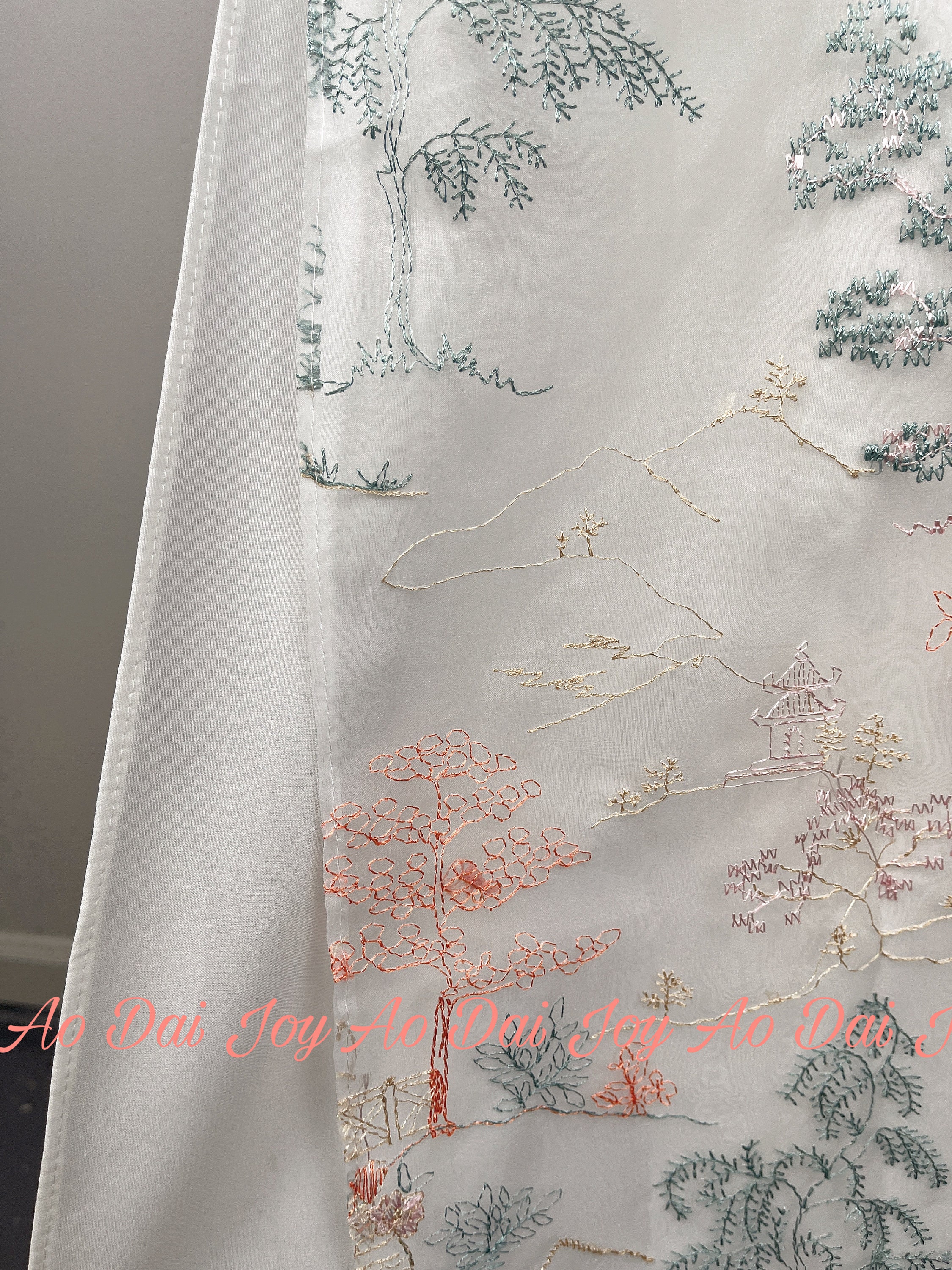 Modernized Ao Dai Lua to Embroidery Villages Pants Included White Color ...