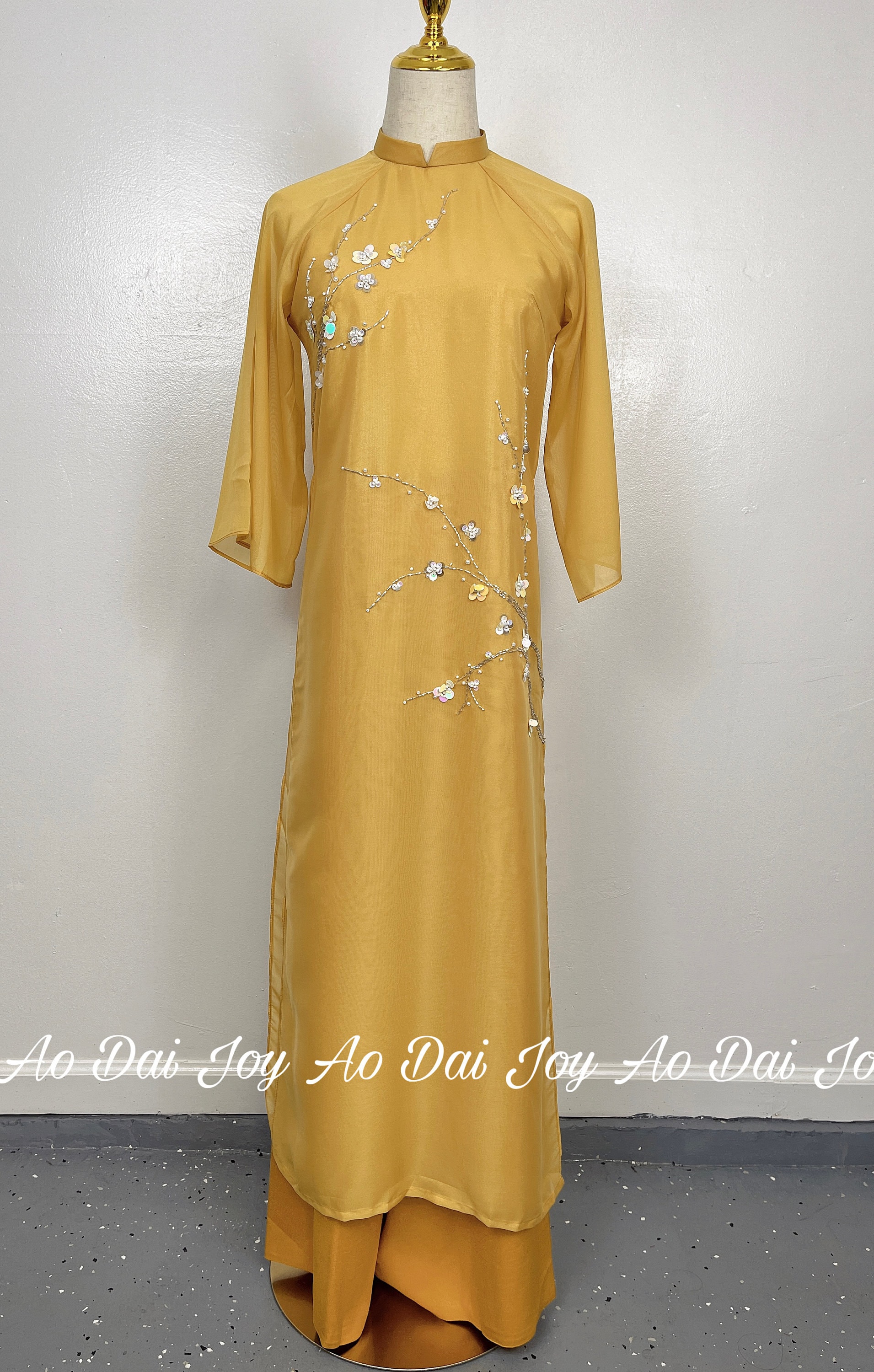 Modernized Ao Dai - Lua to - Double Layers - Handmade Little Flowers ...