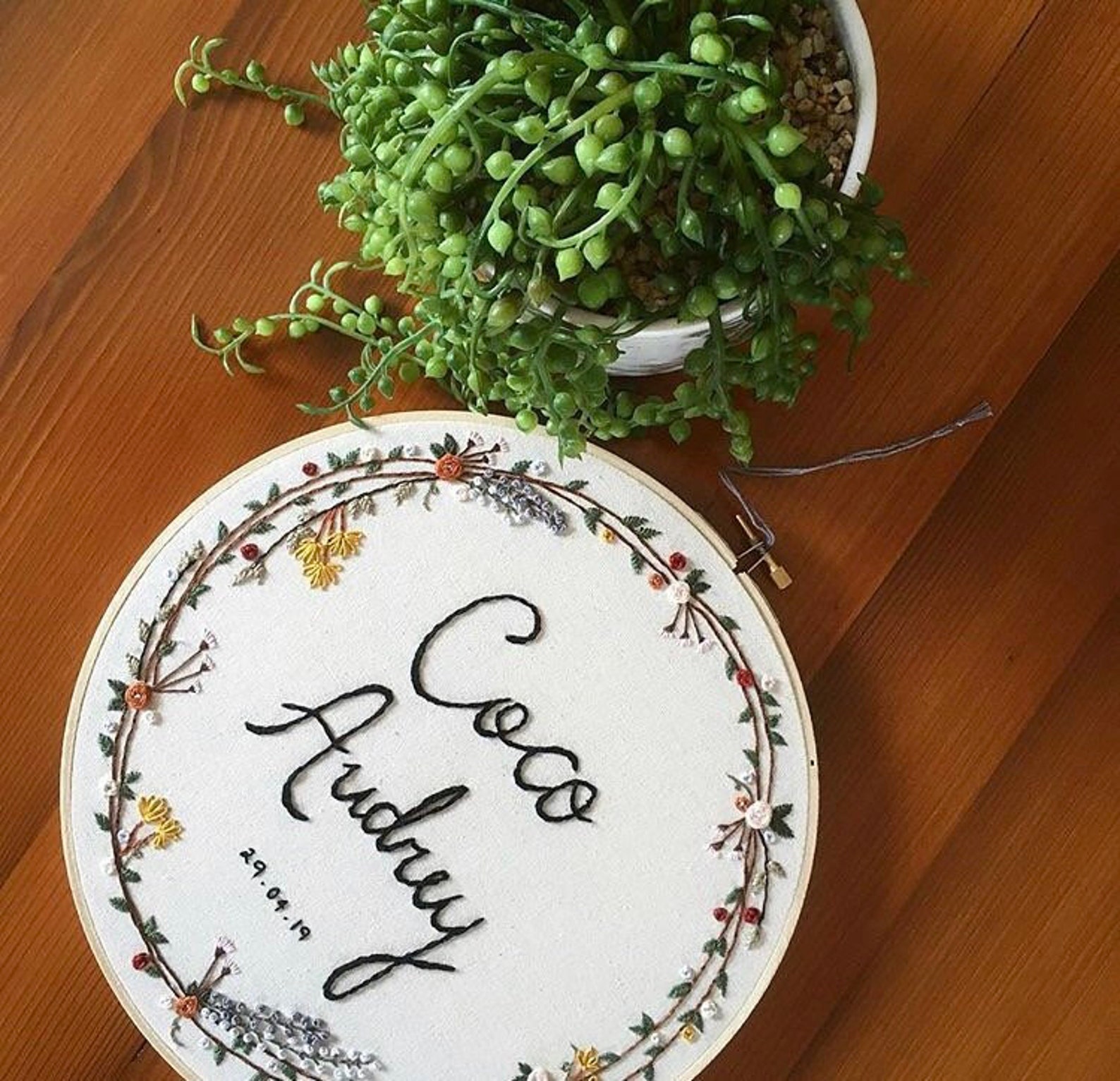 Hand Embroidered Custom Name Hoop - Etsy