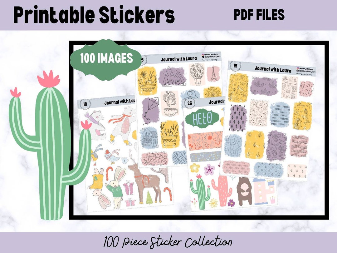 Printable Sticker Collection 100 Stickers - Etsy