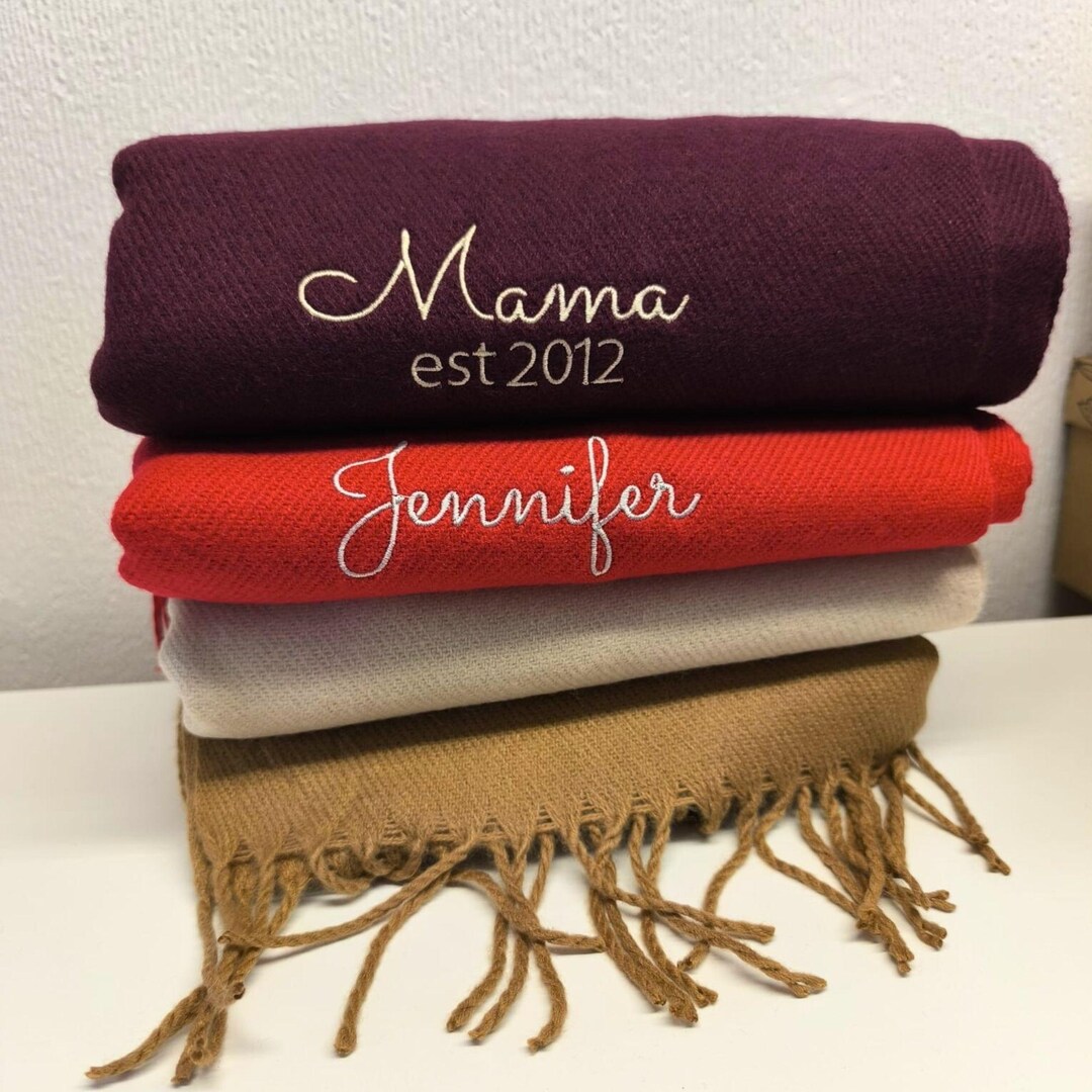 Personalized Embroidered Scarf: Soft Acrylic Winter Scarf With Tassels ...
