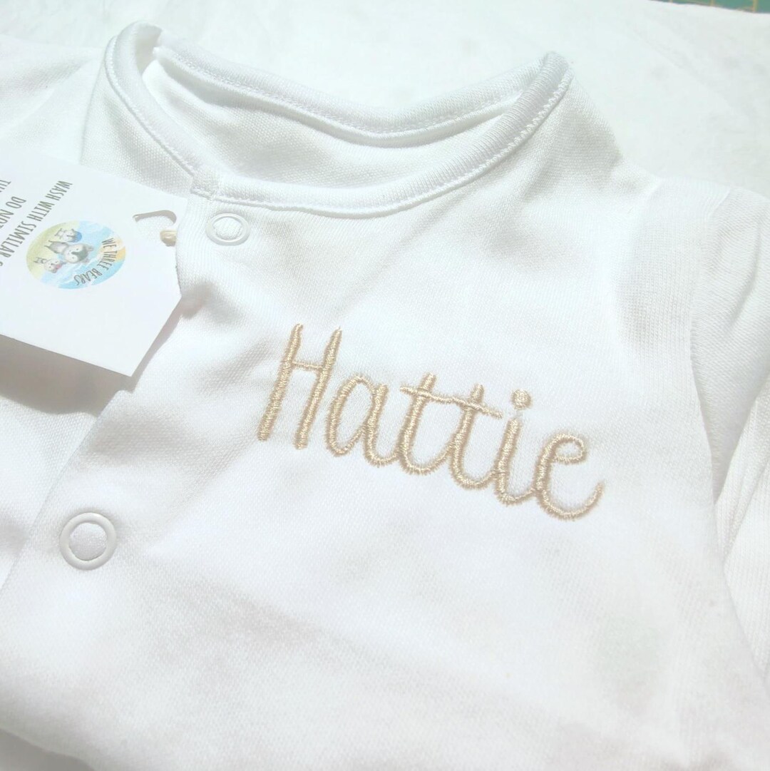 Embroidered Baby Sleepsuit With Name – Custom Cotton Baby Grow - 100% ...
