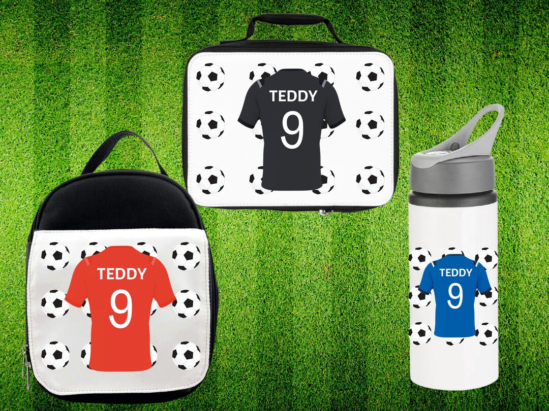 Personalised Boys Lunch Box & Water Bottle Set Boys Football - Etsy