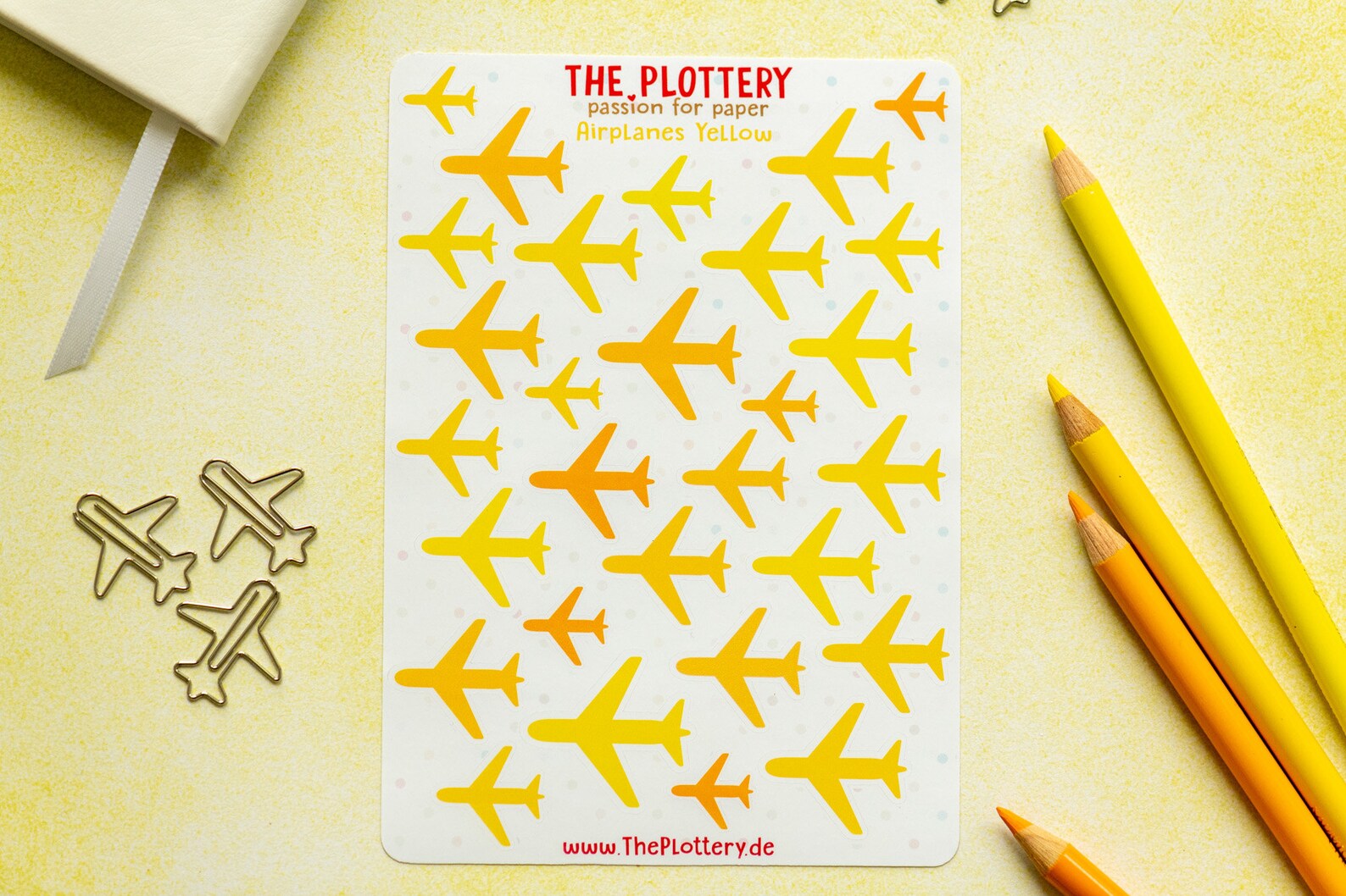 Sticker Sheet Flugzeug Gelb, Airplane, Bullet Journal Stickers, Planner ...