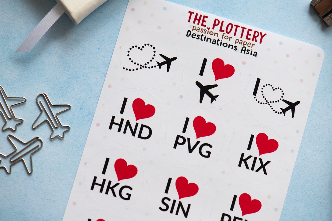 Aviation Sticker Sheet - Asien, IATA Airport Codes, Avgeek, Aufkleber ...