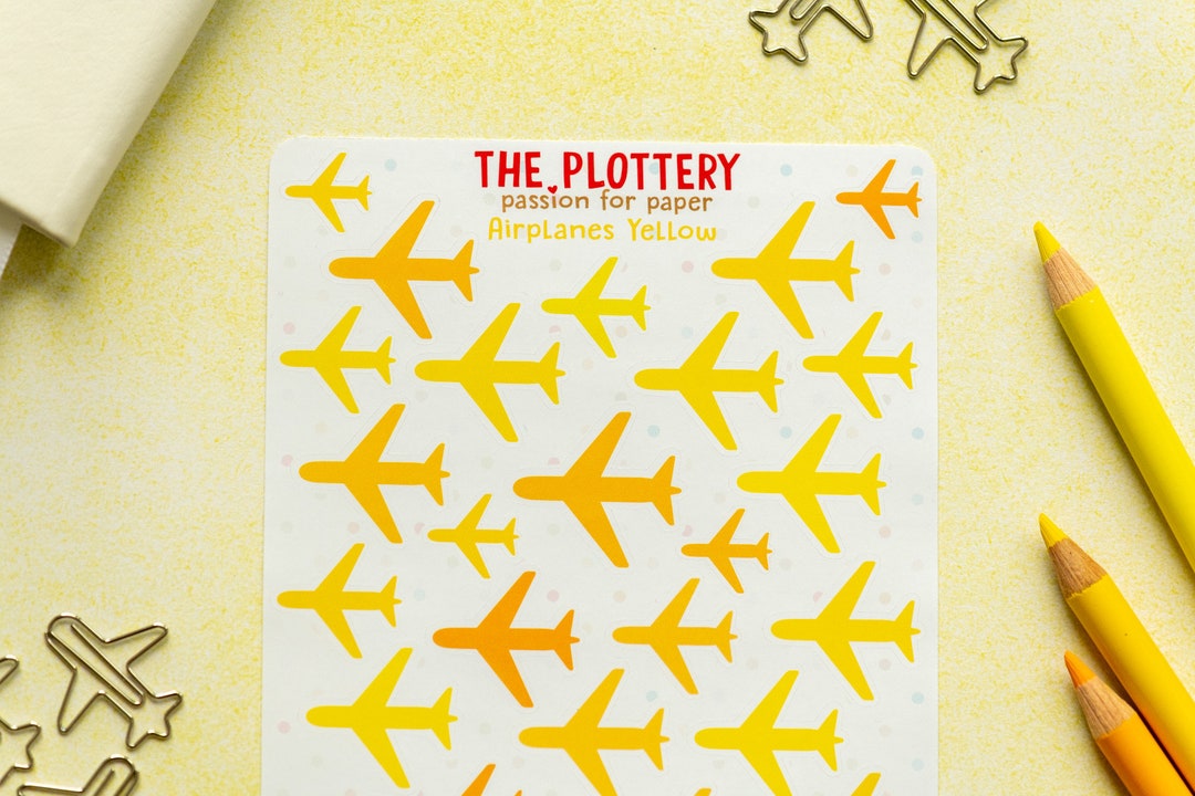 Sticker Sheet Flugzeug Gelb, Airplane, Bullet Journal Stickers, Planner ...