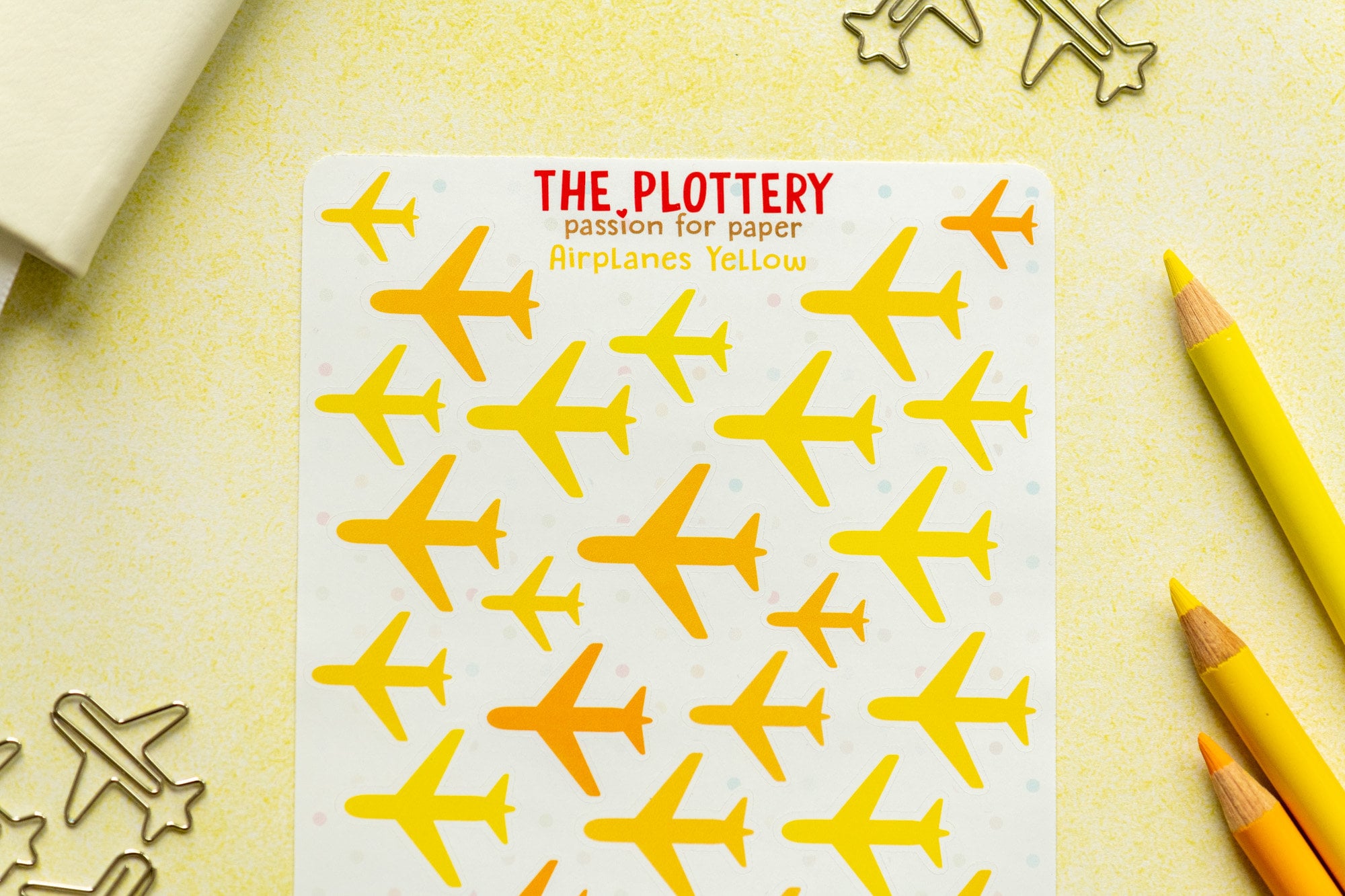 Sticker Sheet Flugzeug Gelb, Airplane, Bullet Journal Stickers, Planner ...