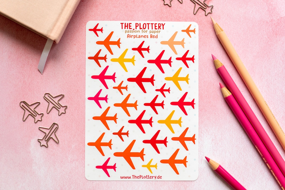Sticker Sheet Flugzeug Rot, Airplane, Bullet Journal Stickers, Planner ...