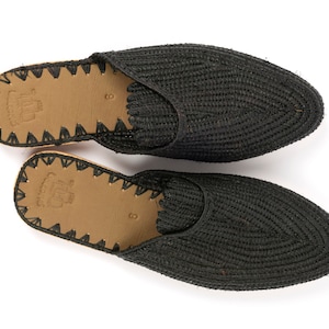 Black Raffia Sandals / Raffia Shoes / Raffia Slides / Moroccan Shoes ...