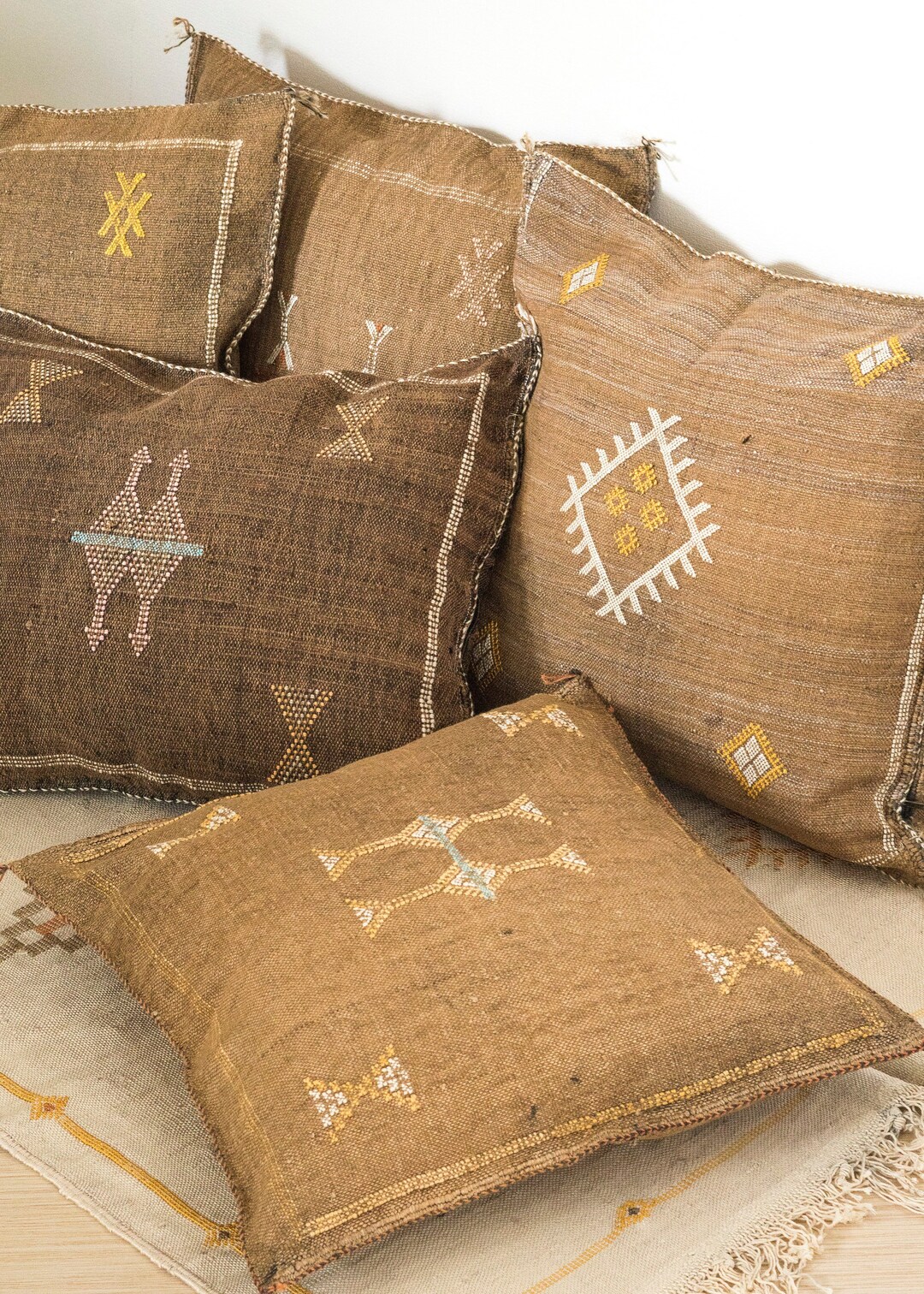 NEW Brown Cactus Silk Pillow, Sabra Pillow, Moroccan Pillow, Boho Throw ...