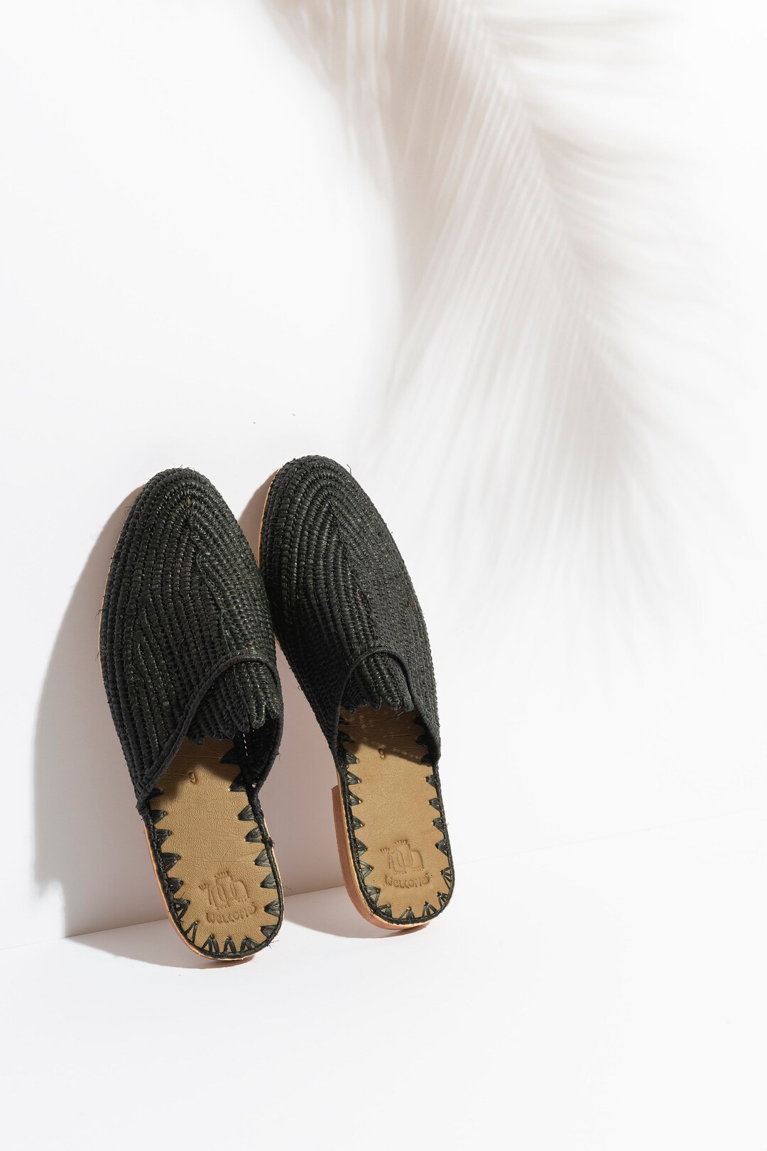 Black Raffia Sandals / Raffia Shoes / Raffia Slides / Moroccan Shoes ...