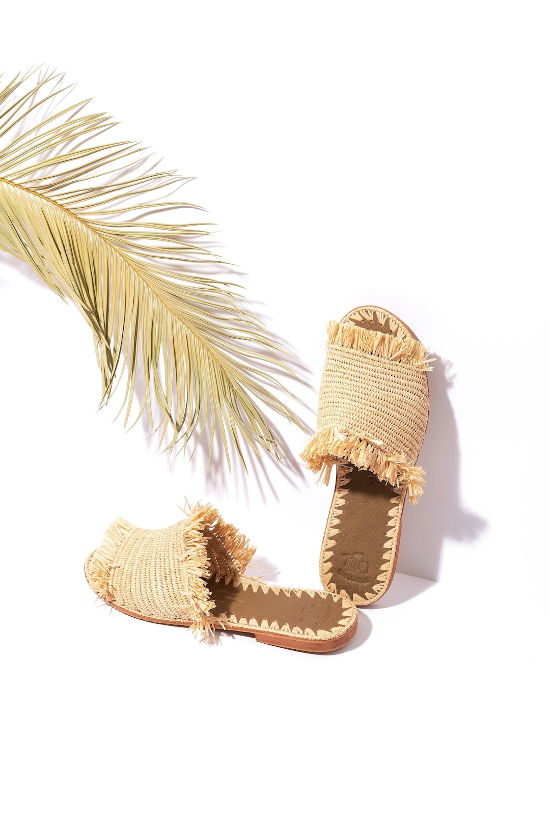 Fringed Raffia Shoes / Raffia Slippers / Raffia Sandals / Raffia Slides ...